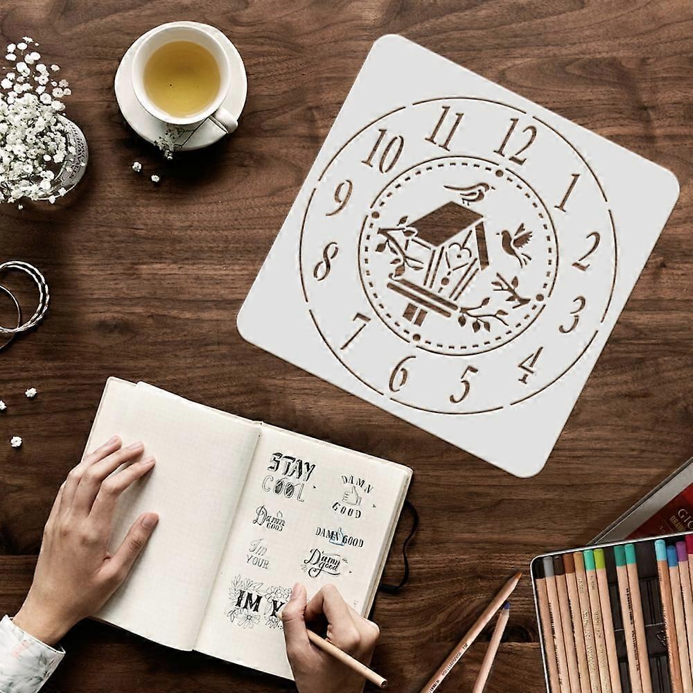 1pc Clock Stencil 30x30cm Create DIY Clock Crafts Stencil Template ...