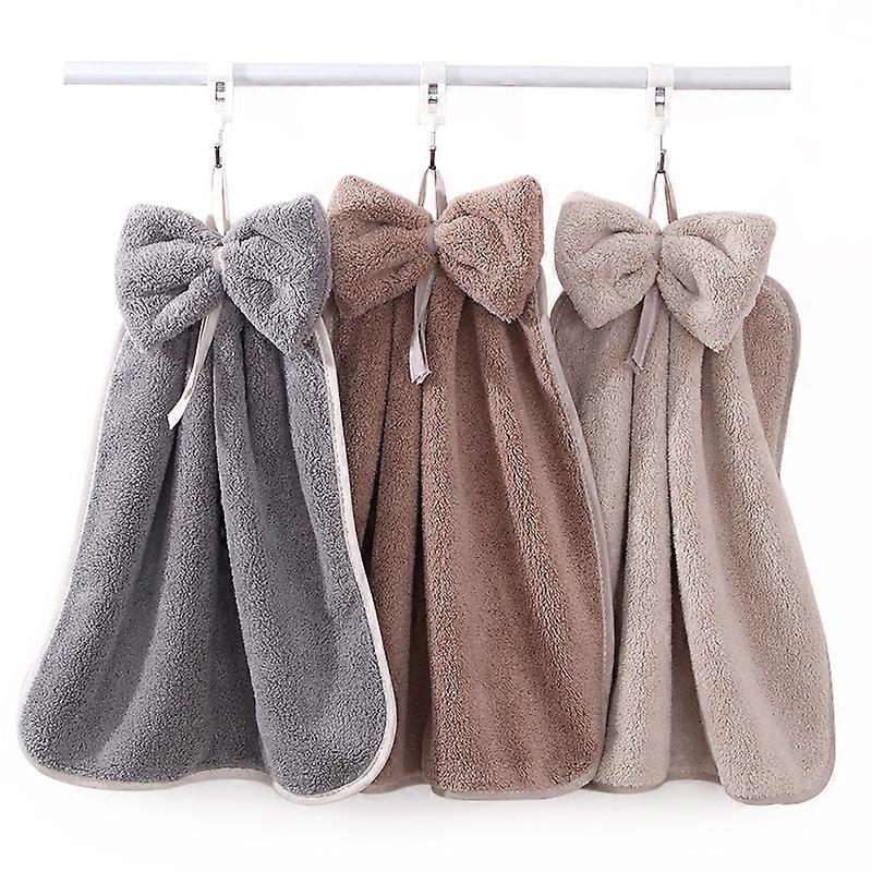 5 Pcs Bow Hand Towels with Hanging Loop - Microfiber Coral Fleece ...