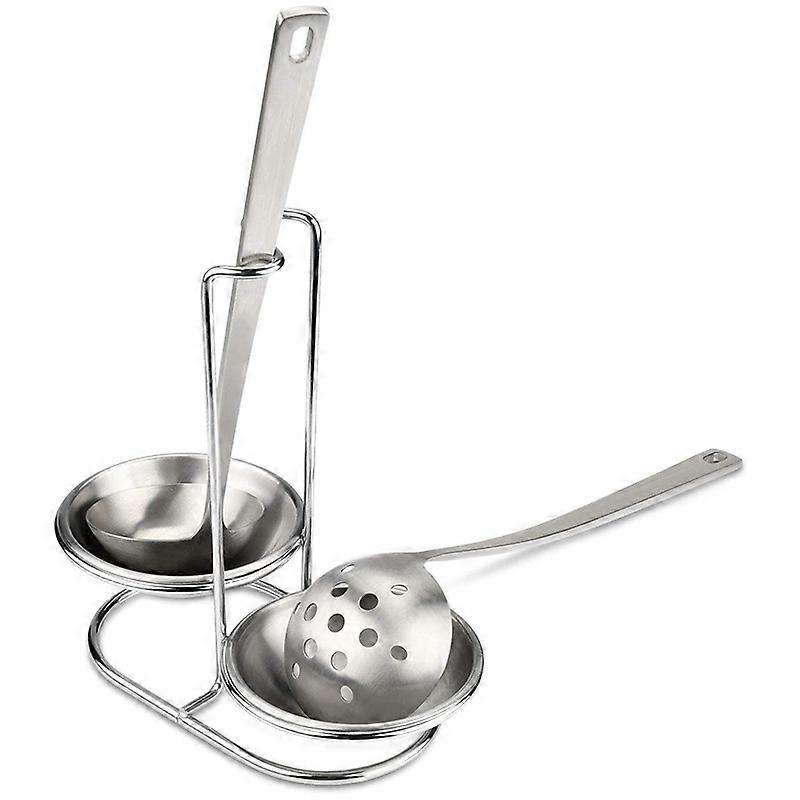 304 Stainless Steel Double Ladles Holder Vertical Spoon Rest Cooking ...