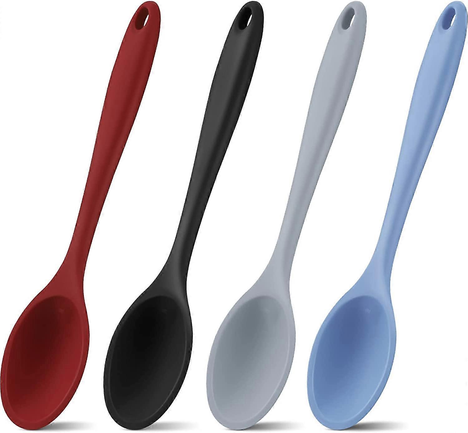 4 Pieces Large Silicone Mixing Spoons Heat Resistant Silicone Cooking ...