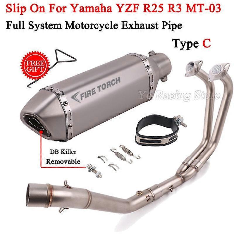 Slip On For Yamaha YZF R25 R3 MT-03 Motorcycle Full Exhaust System Escape Modify Front Mid Link ...