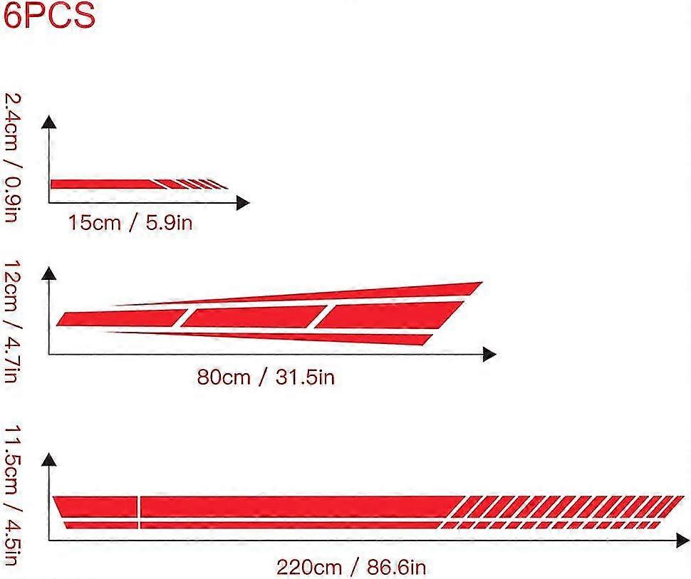 6x Car Sticker, Stripe Side Sticker Vinyl Decal Car Side Graphic ...