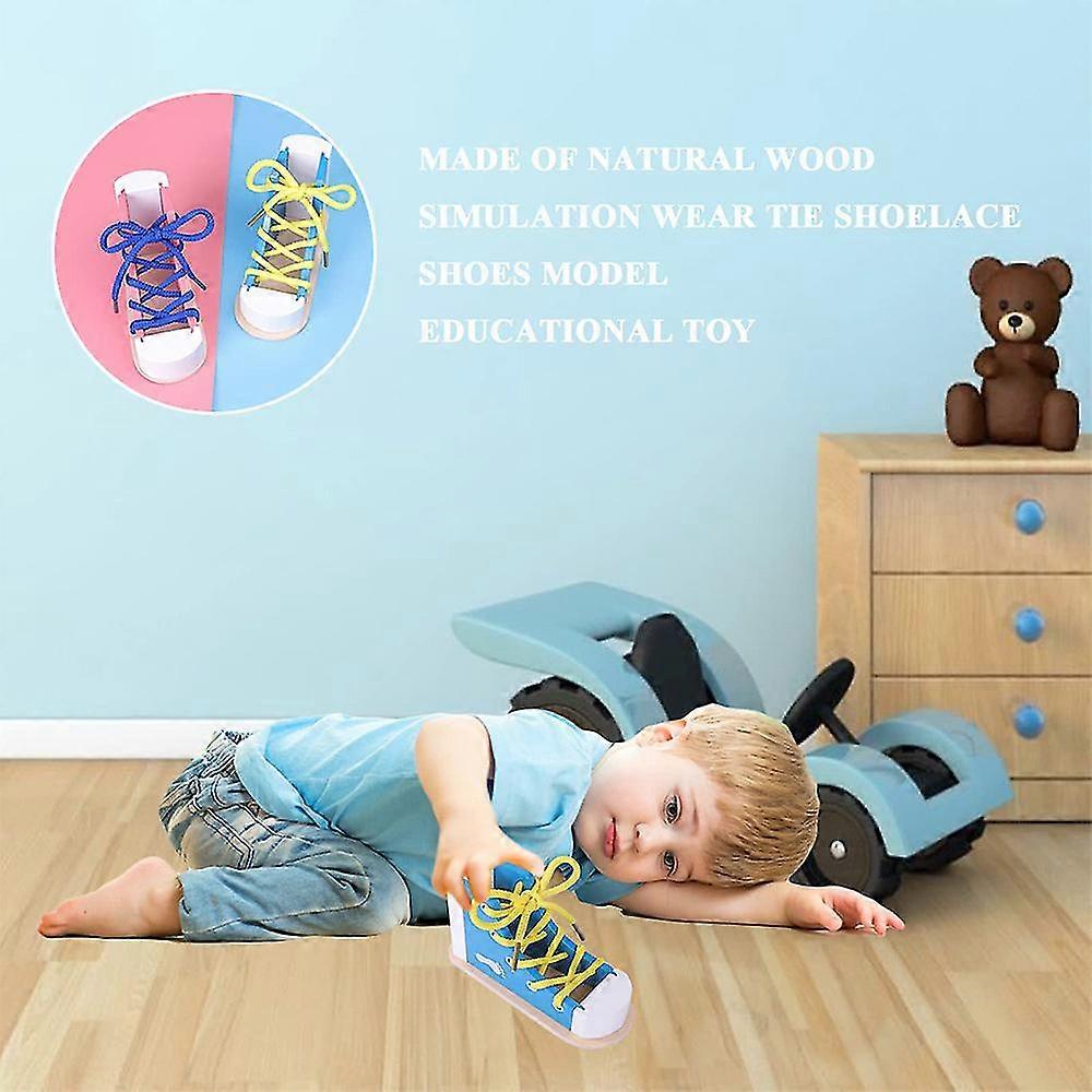 Kindergarten shoe stringing teaching for children to tie shoelaces and ...