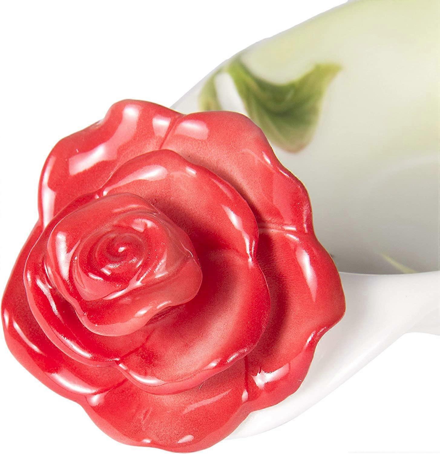 Ceramic Teacup Set Red Rose Shape Porcelain Coffee Tea Cup Set With ...