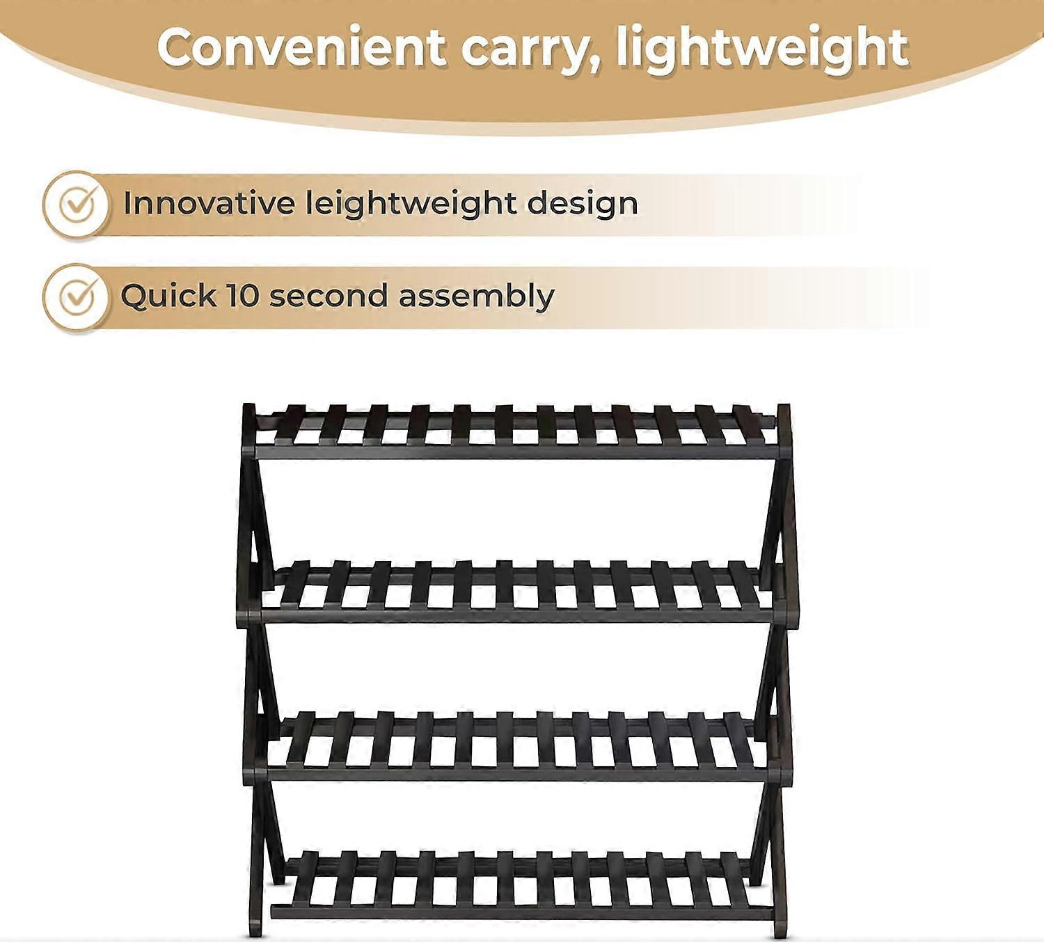 Shoe Racks 4-Tier Bamboo Shoe Rack Portable Foldable Shoe Storage ...