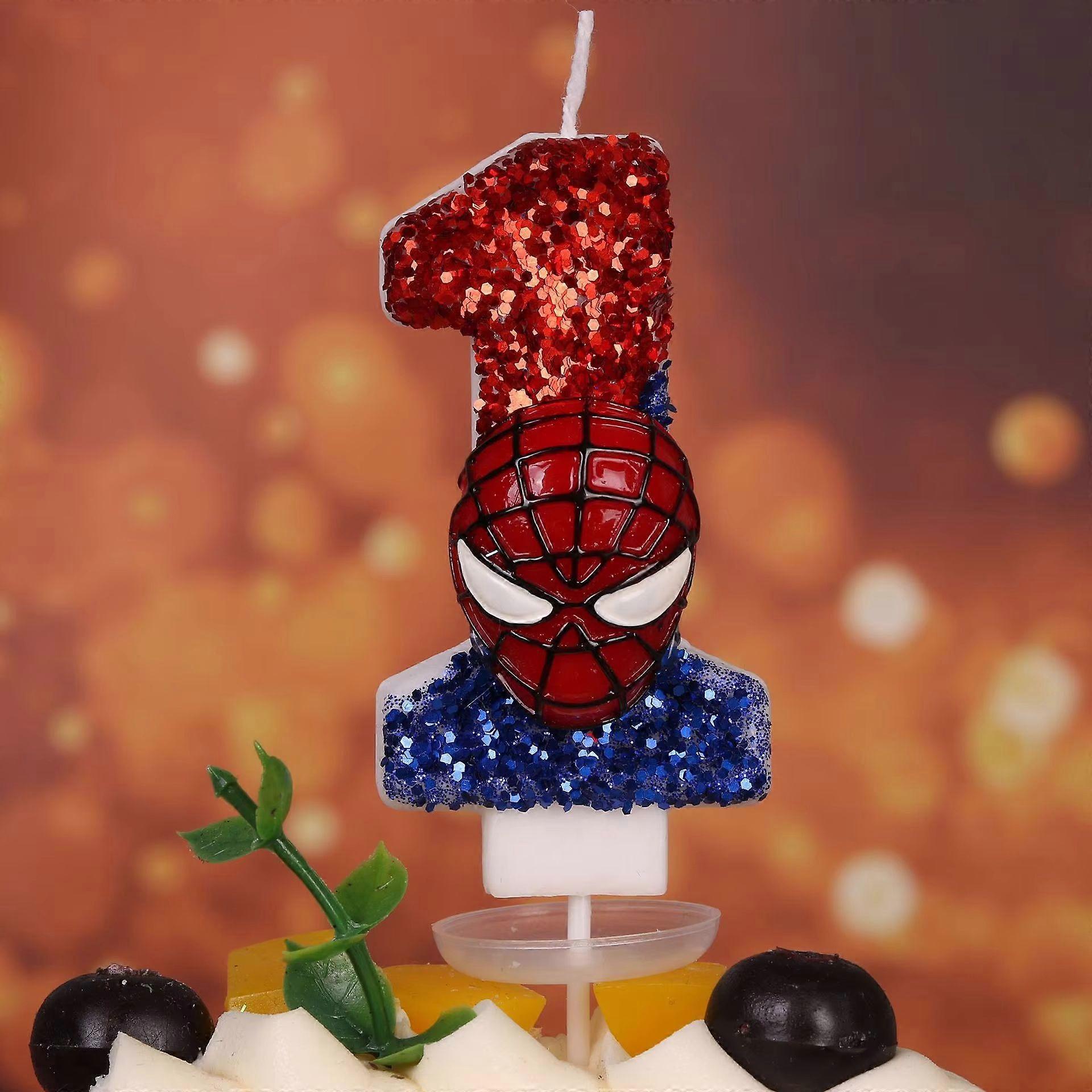 Spiderman 0-9 Number Candle 3D Anime Figure Party Cake Plugin ...
