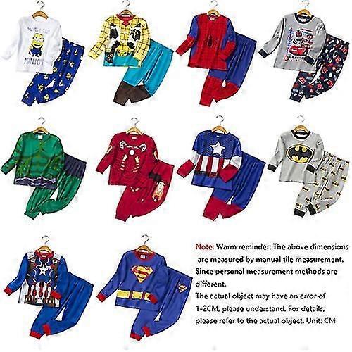 Superhero Kids Boy Spiderman Superman Nightwear Pajamas Set Loungewear ...
