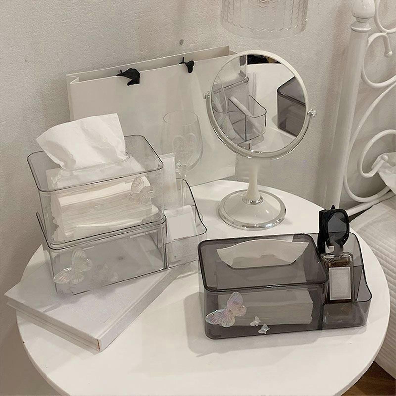 Transparent Tissue Box Multifunctional Table Tissue Box with Side ...