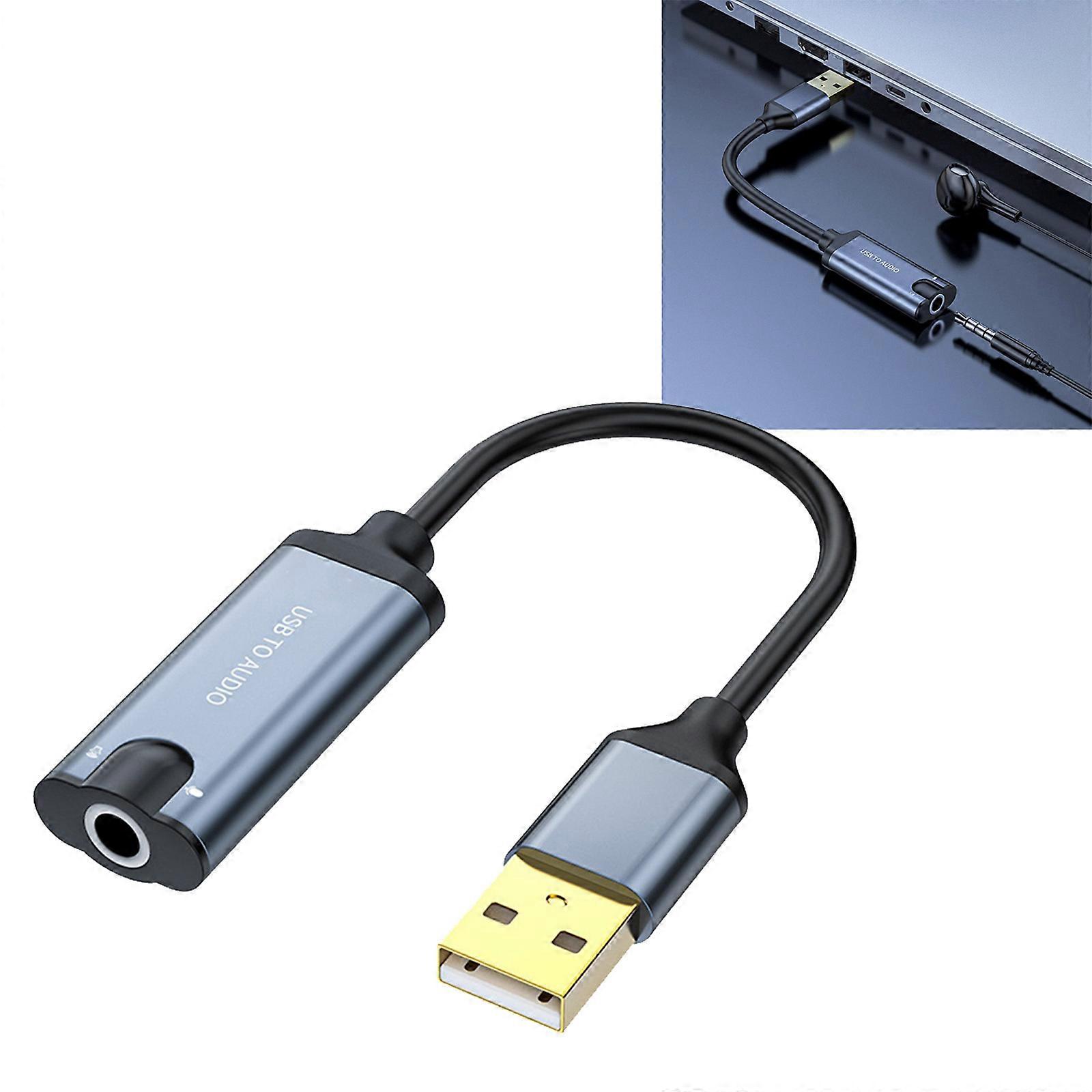 External Sound Card USB Adapter with 3.5mm Headphone Microphone Port ...