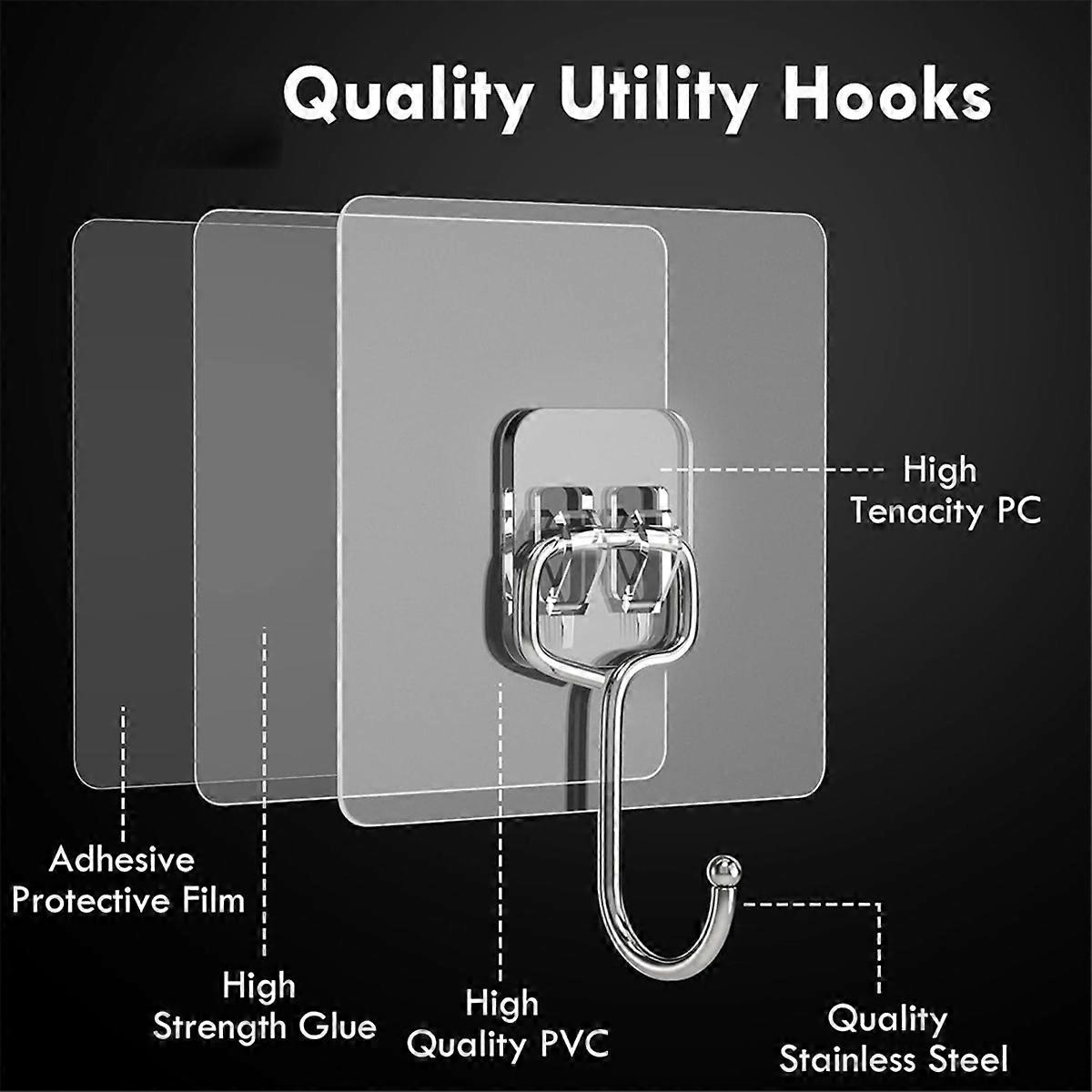 Large adhesive hook, wall hook, strong removable adhesive hook(20pcs ...