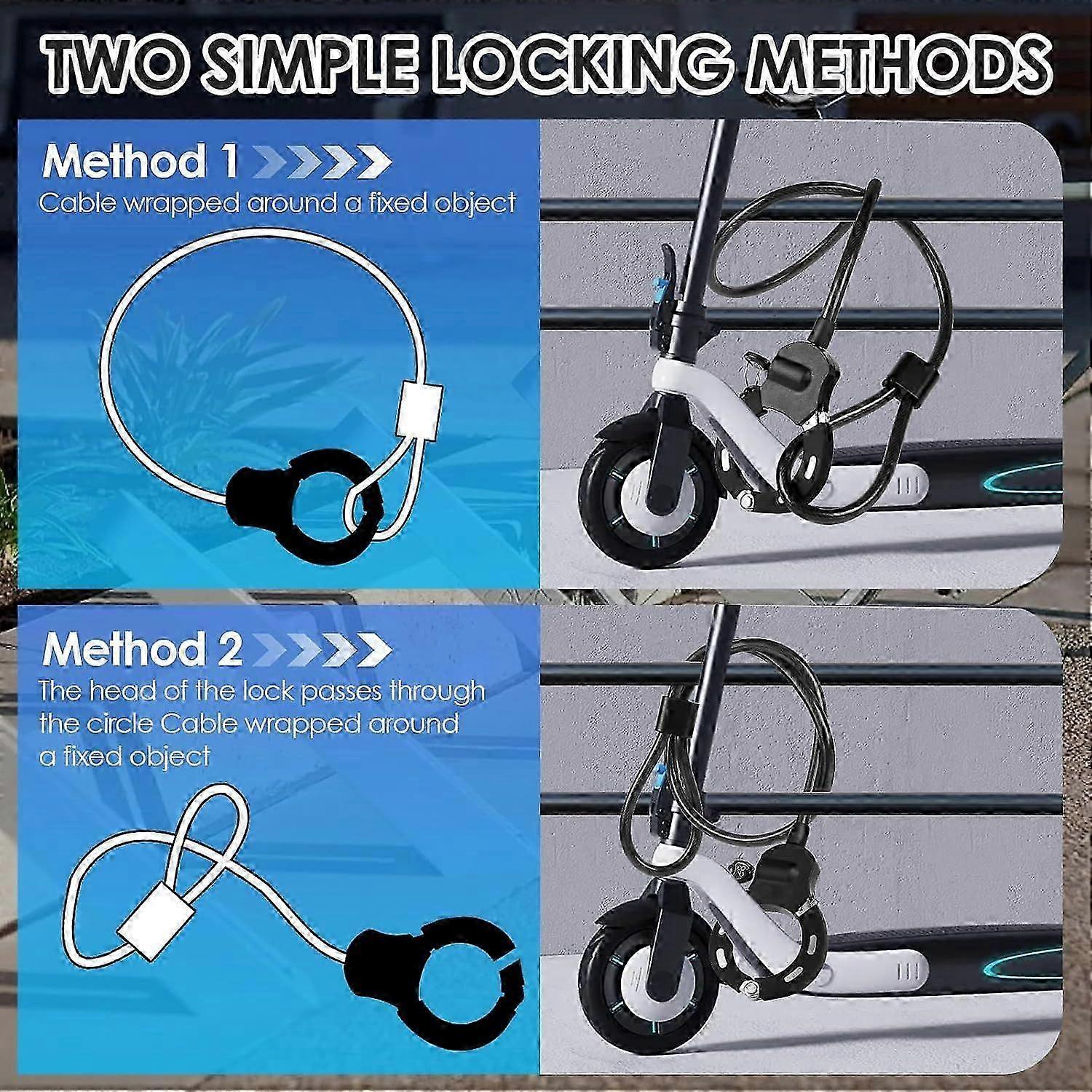 E Scooter Lock, 120 cm Lock for E Scooter, Handcuff Lock with Key, 14 ...