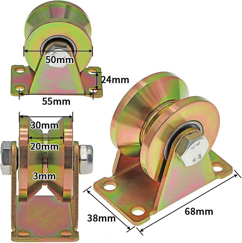 4 Pcs V Groove Wheel, 50mm Sliding Gate Wheels, V Groove Steel Wheels ...