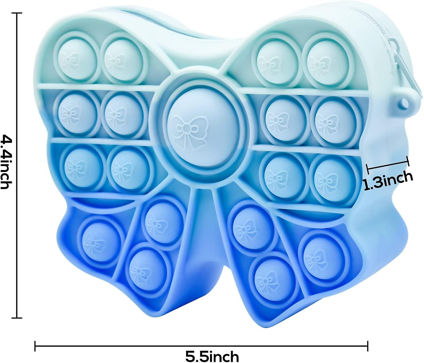 Pop Shoulder Bag Fidget Toy Blue Bowknot Pop Fidget Bag Toy Silicone ...