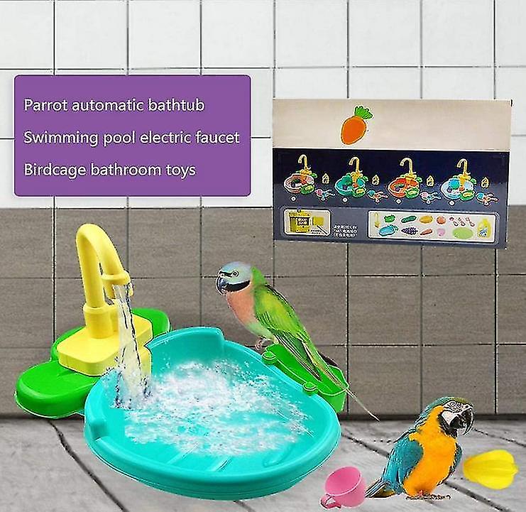 Automatic Bird Bath Tub Parrot Bathtub With Faucet Bird Shower Feeder ...