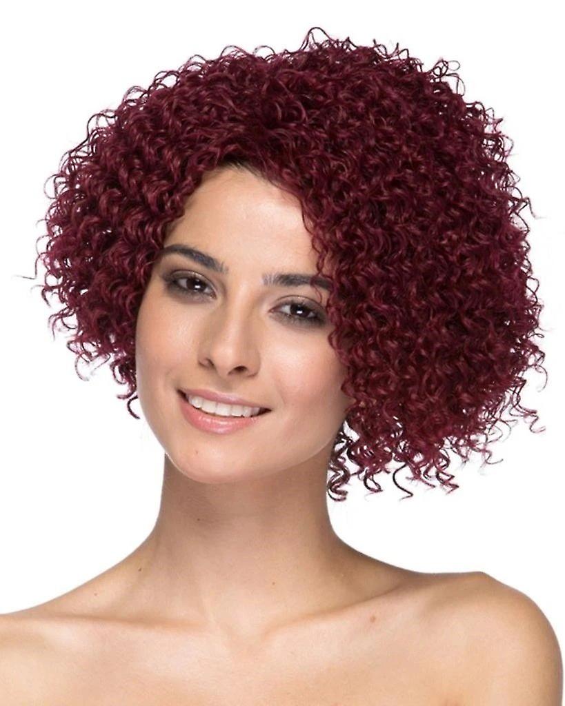 Women Wig Wine Red Small Curly Short Curly Hair Afro W77 | Fruugo CA