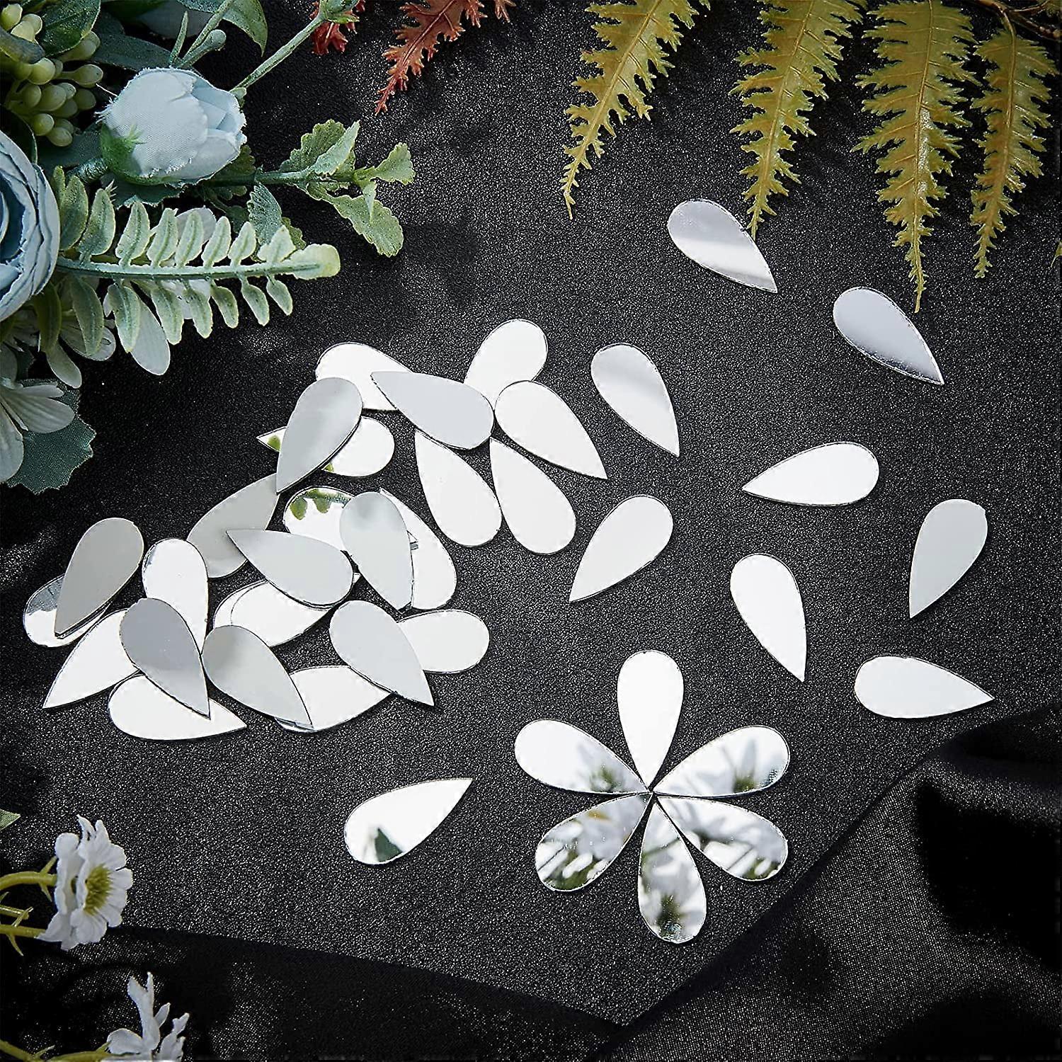 150pcs Drop Shape Mirror Mosaic Tiles Small Tear Drop Mirror Mini Craft ...