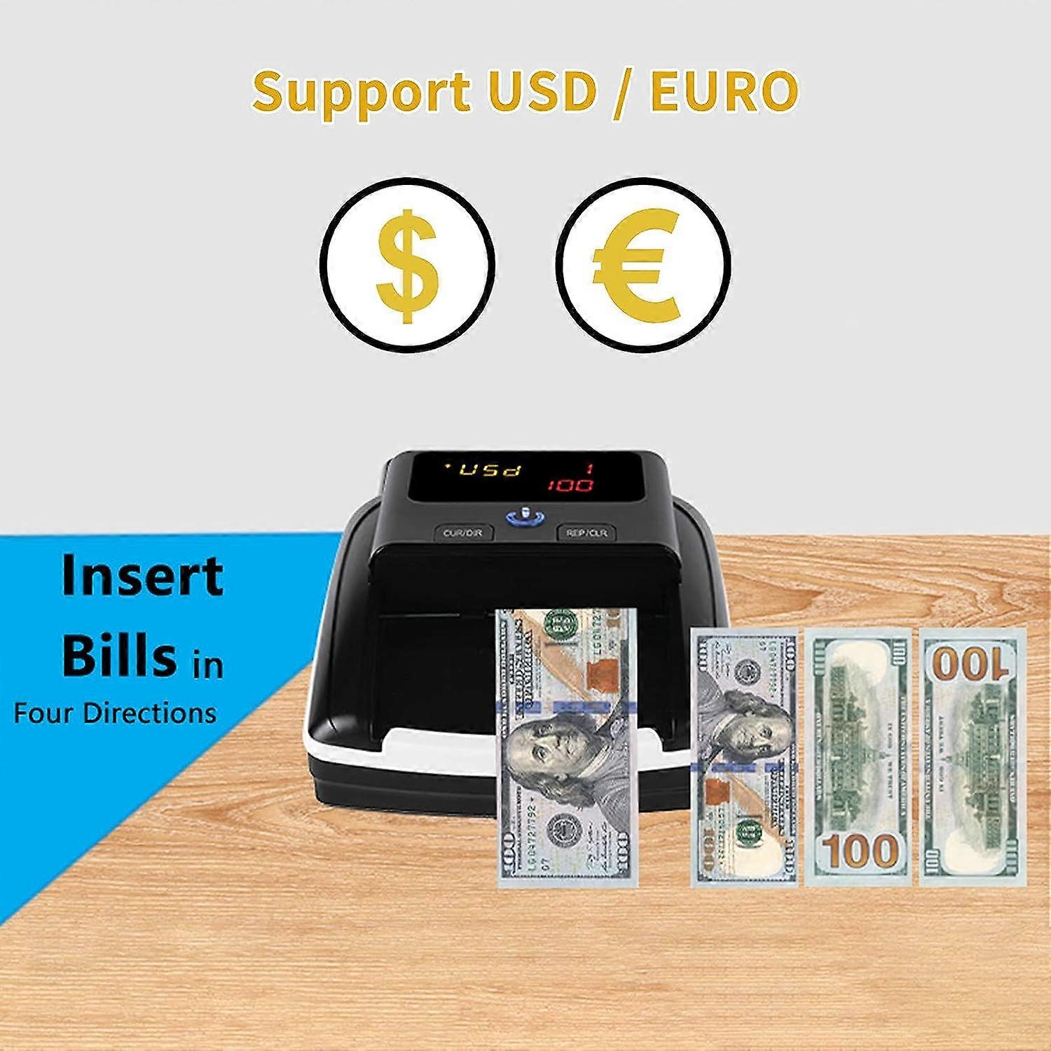 Euro Bill Counter Counterfeit Detector Automatic Silver Detection by UV ...