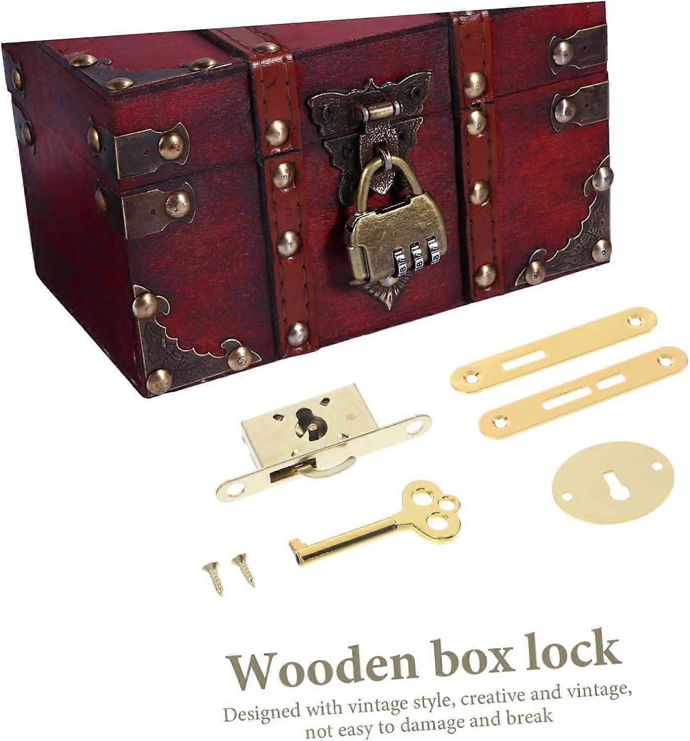 2 Sets Wooden Box Hardware Accessories Cabinet Locks with Key Old ...