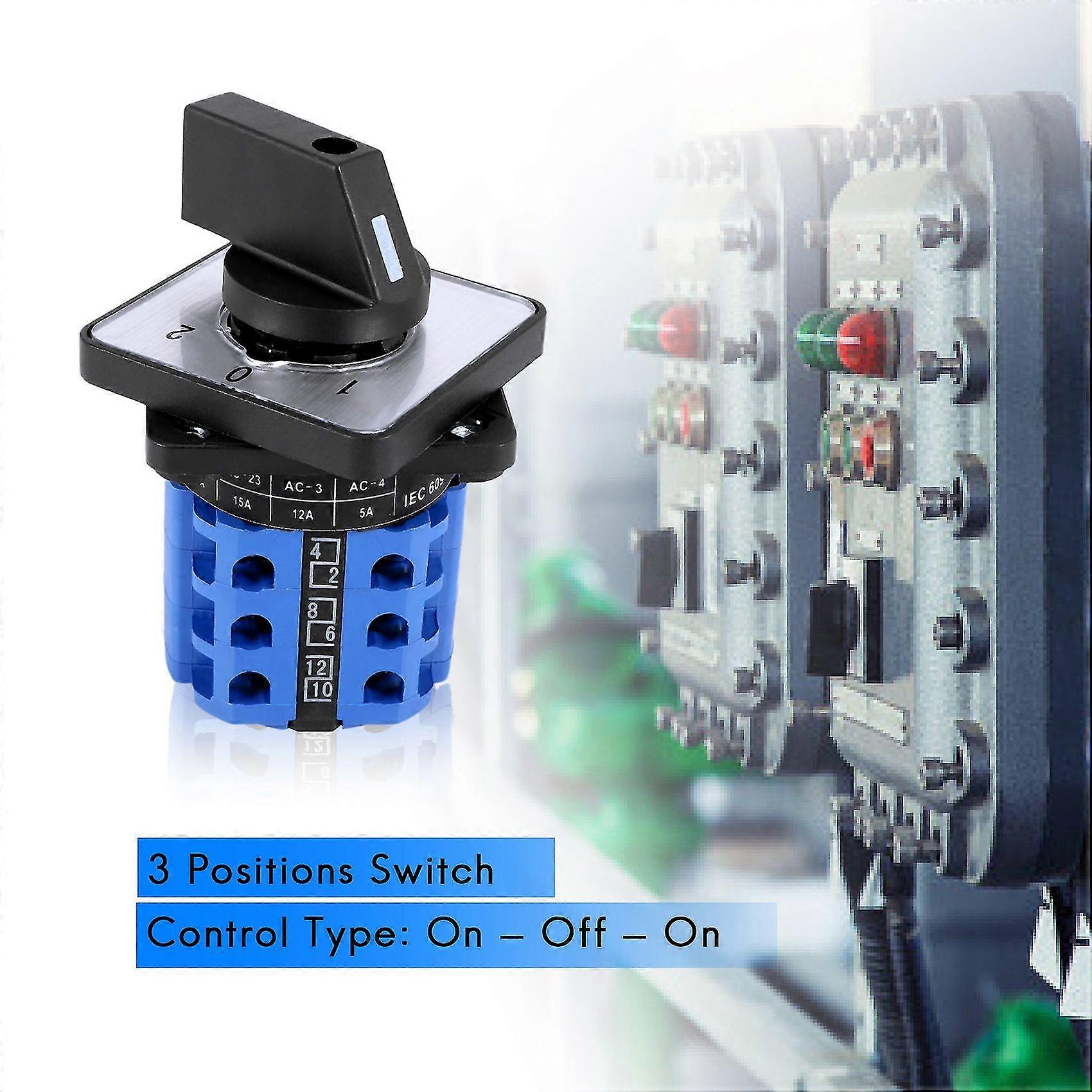3 Positions On-Off-On Changeover Control Rotary Cam Switch 20A | Fruugo UK