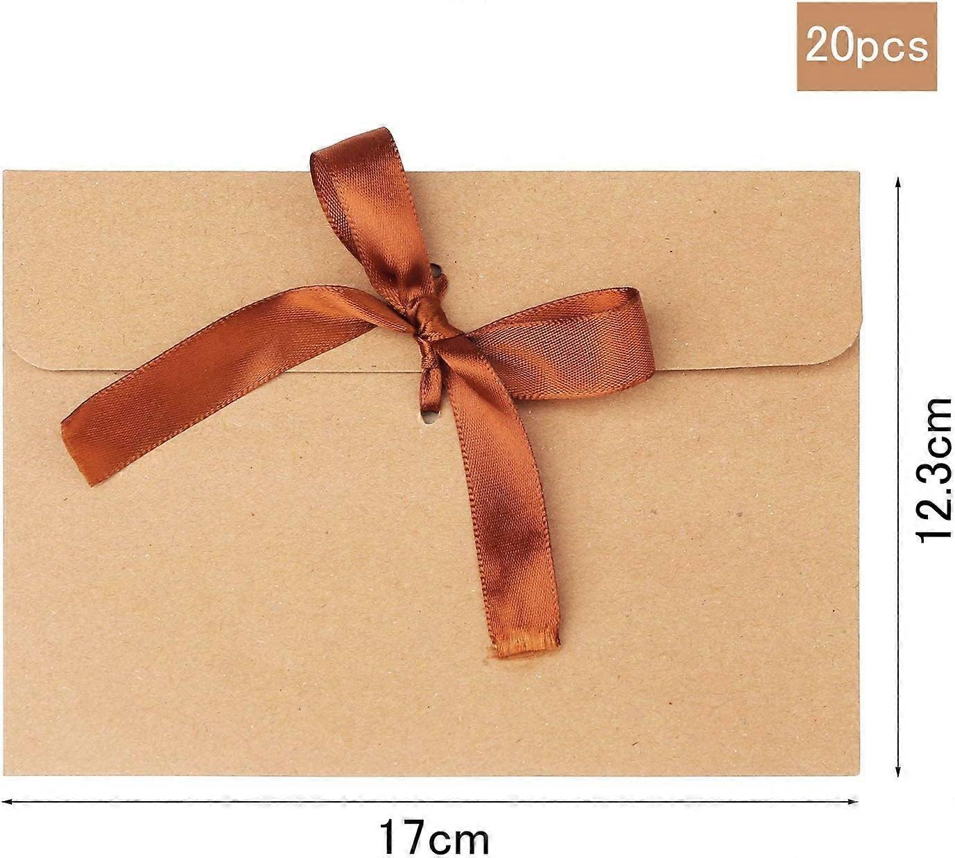 20 Pcs Envelopes with Ribbon, Gift Envelopes Mini Kraft Paper Envelopes ...