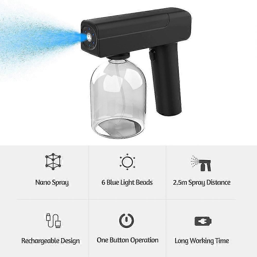 500Ml/17oz wireless electric sanitizer sprayer blue light nano steam ...