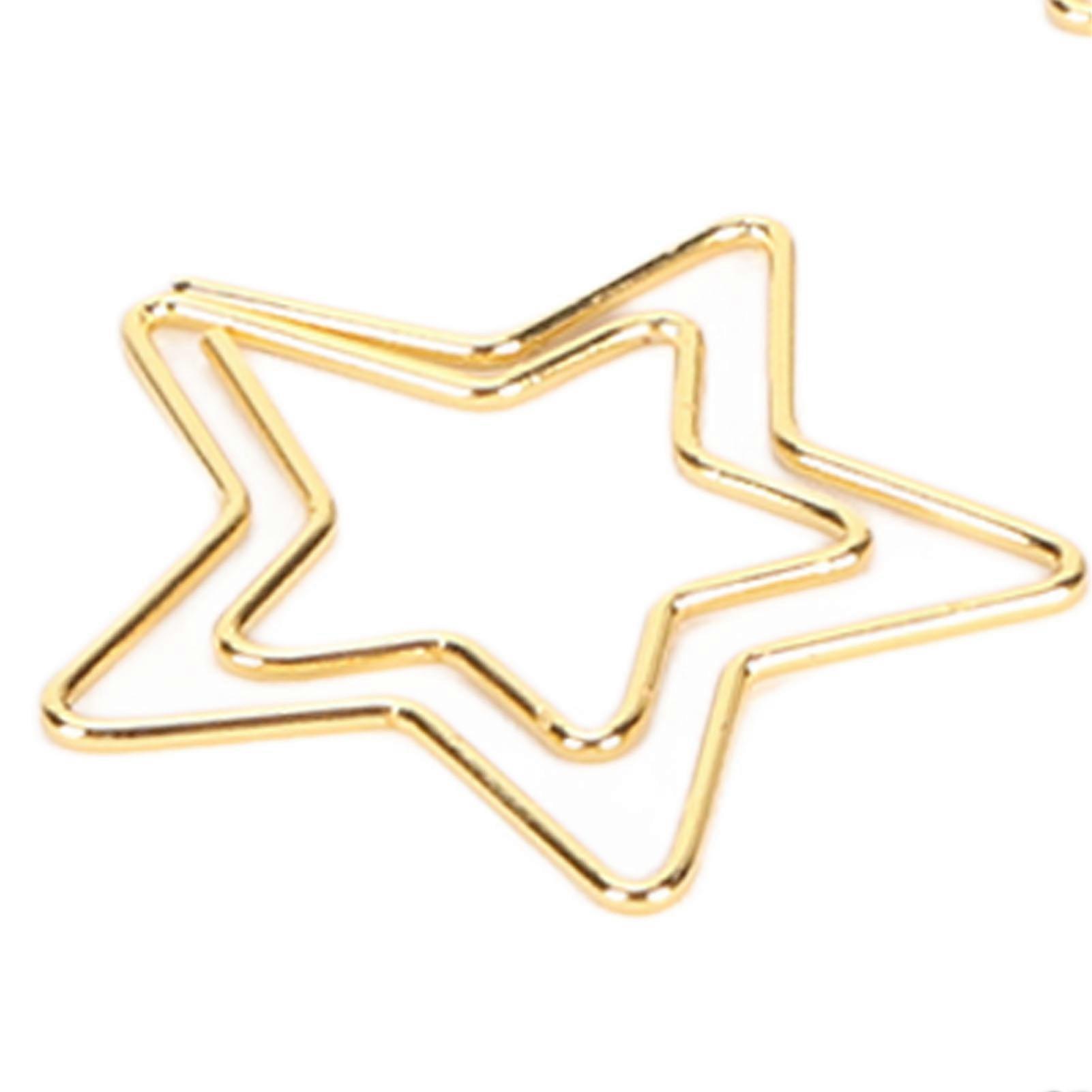 100pcs Golden Star Shape Paper Clips Skid Resistant Plated Metal Cute ...