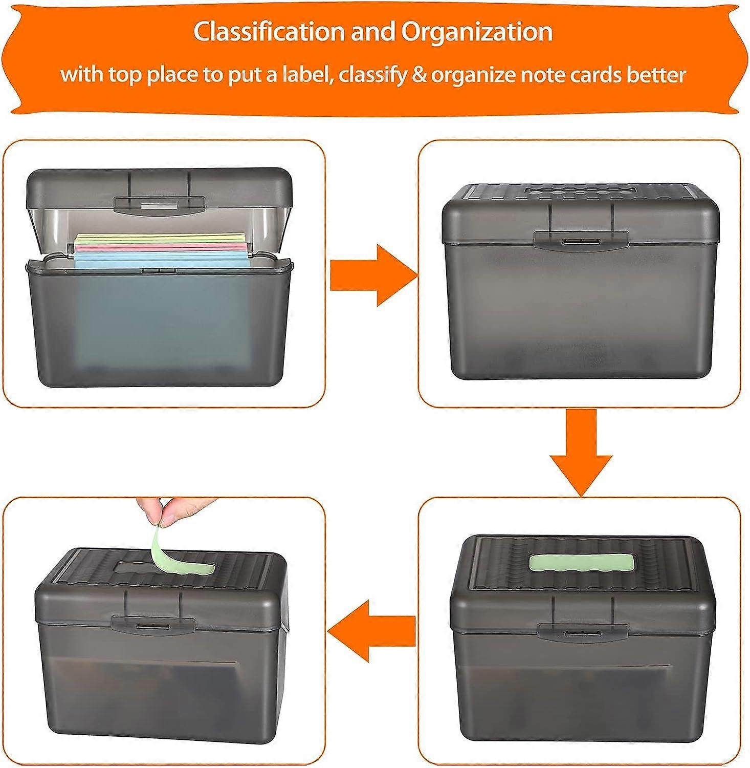 4 x 6 inch Plastic Index Card Holder Recipe Card Box, 1 Grey Flash Card ...