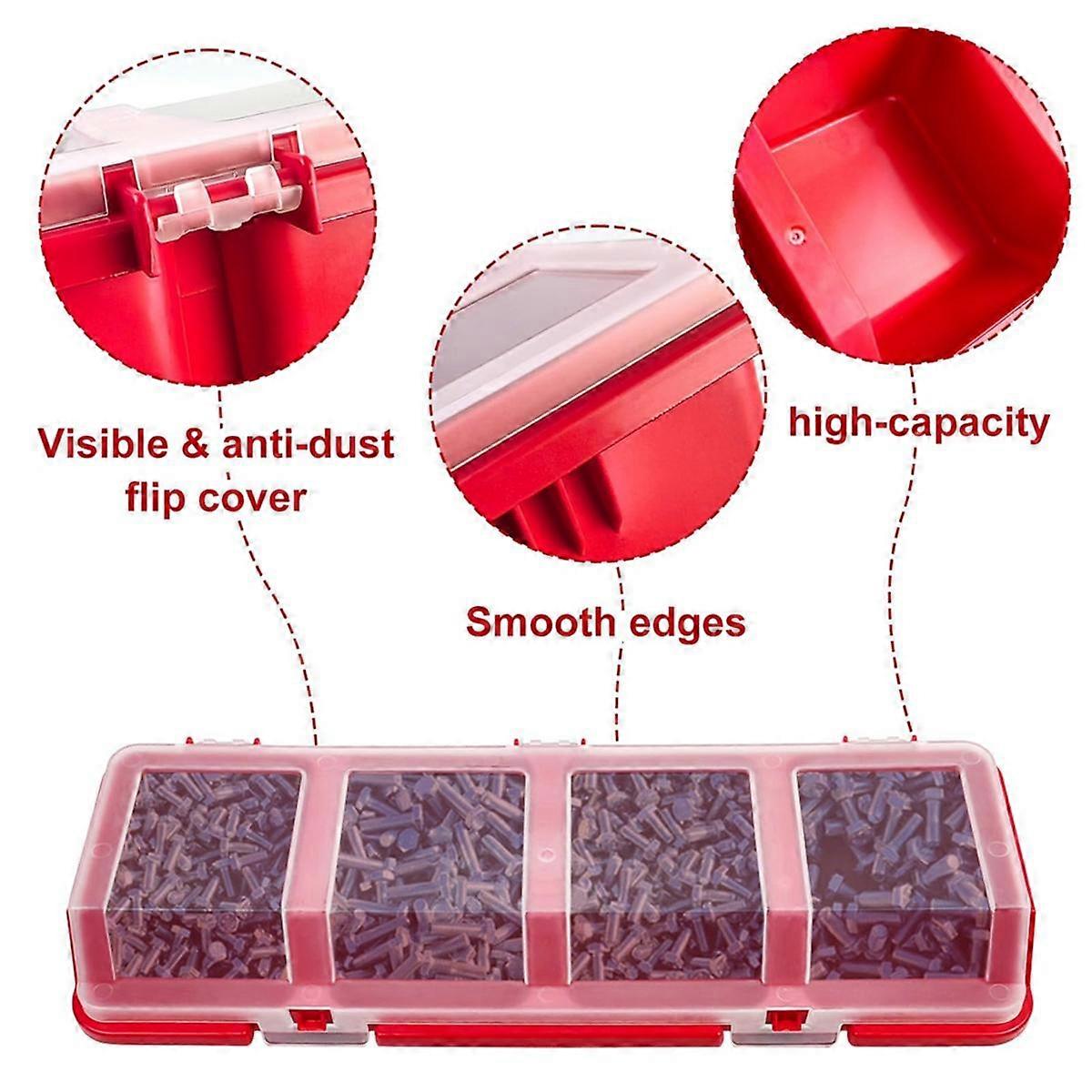 6Pcs Screw Organizers Storage Bins with Lids, Plastic Stackable ...