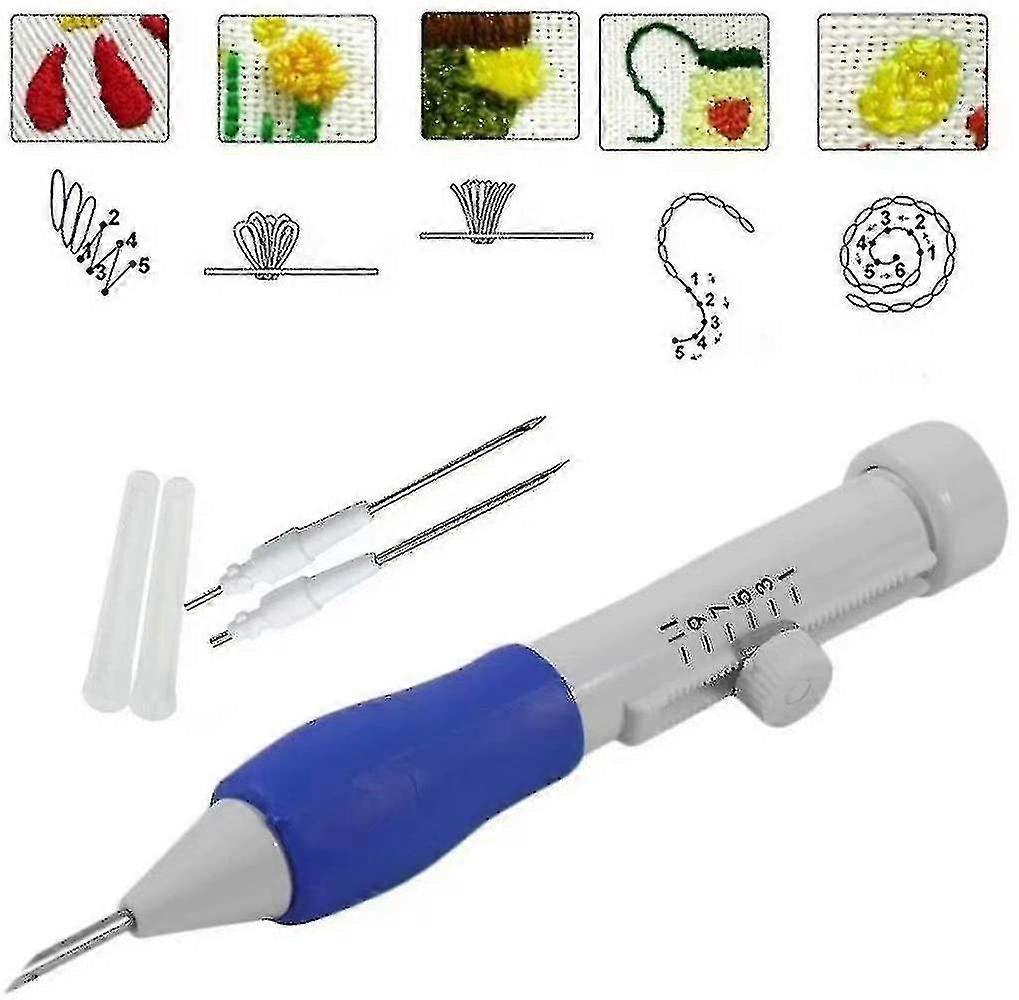 Magic Needle,embroidery Kit With 50 Colors Threads, 2 Embroidery Canvases, Needle Set And Other ...