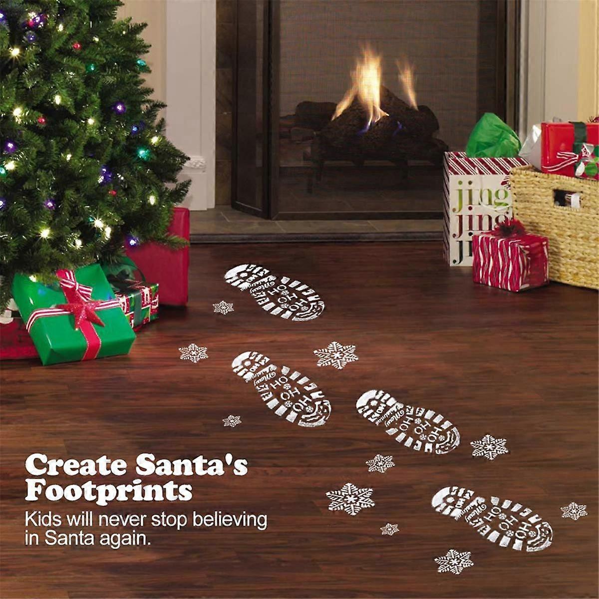 Christmas Stencils for Painting Santa Footprints for Floor, Santa Boot ...