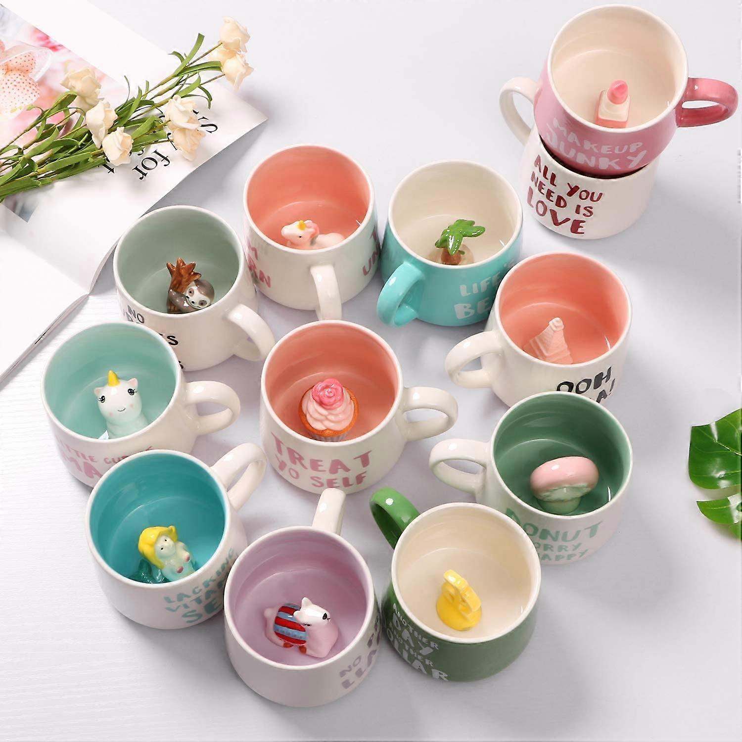 3D Coffee Mug Alpaca Inside Cup,Best Cocoa Cups Couples Mugs (White ...