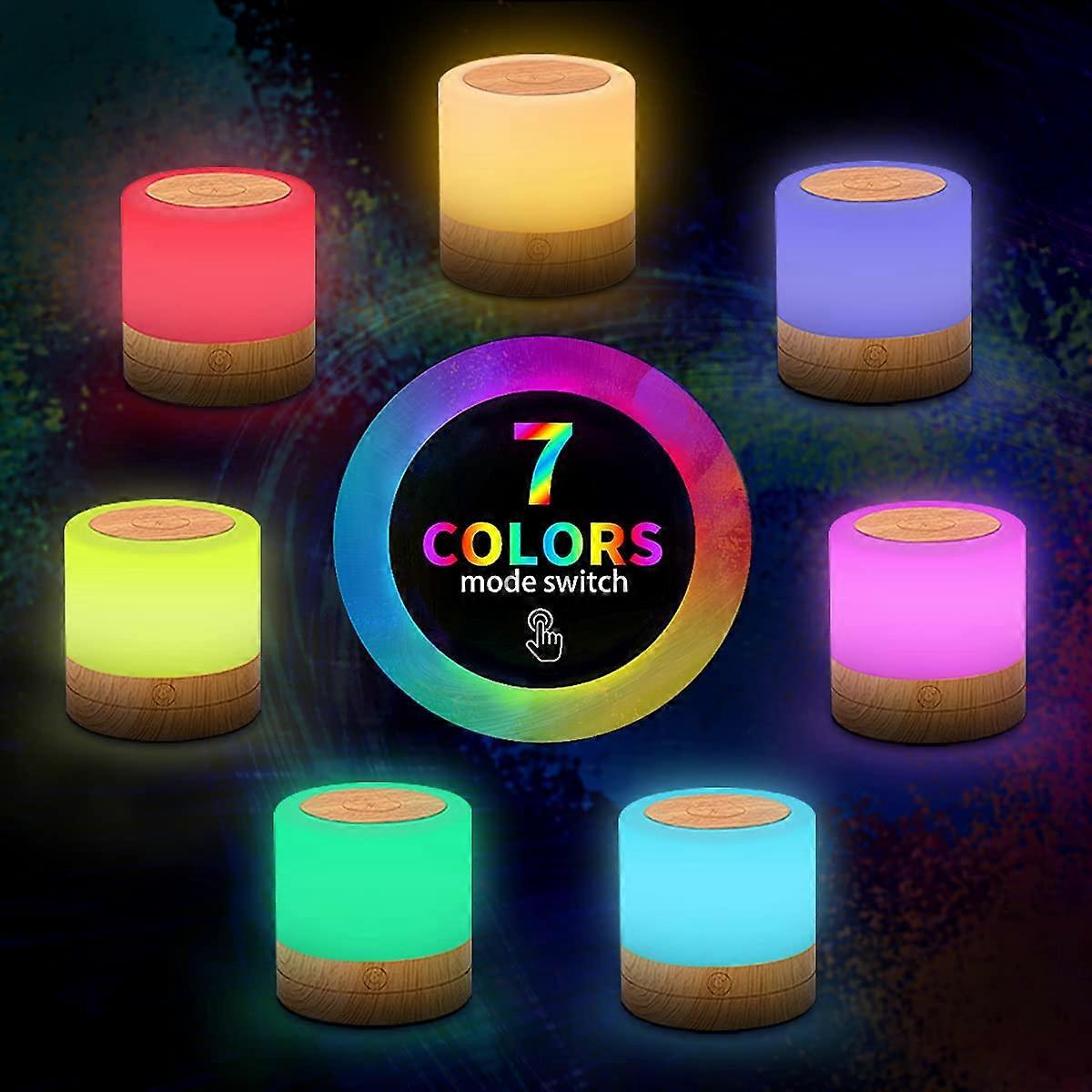 Dimmable Touch LED Bedside Lamp - Night Light with Timer - RGB Color ...