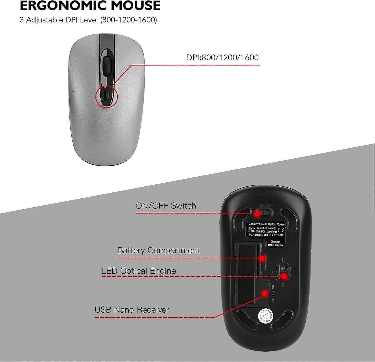 Cimetech Wireless Keyboard and Mouse Combo, Retro Round Design Full ...