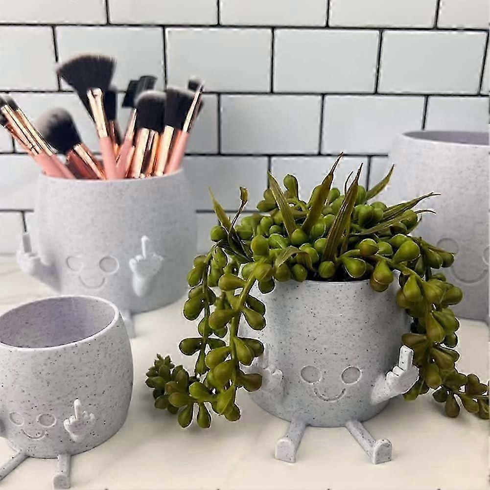 Smiling Plant Pot with Middle Fingers Up, Middle Finger Flower Plant ...