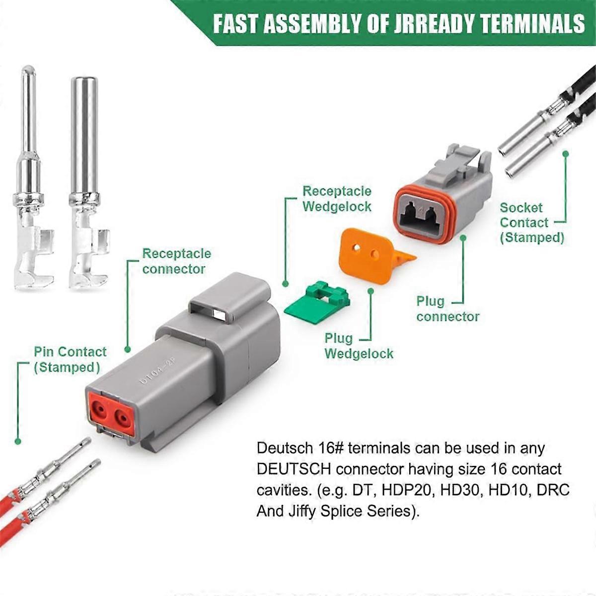 DT Connector Terminal Kit Size 16,Male Pins 1060-16-0122 / Female ...
