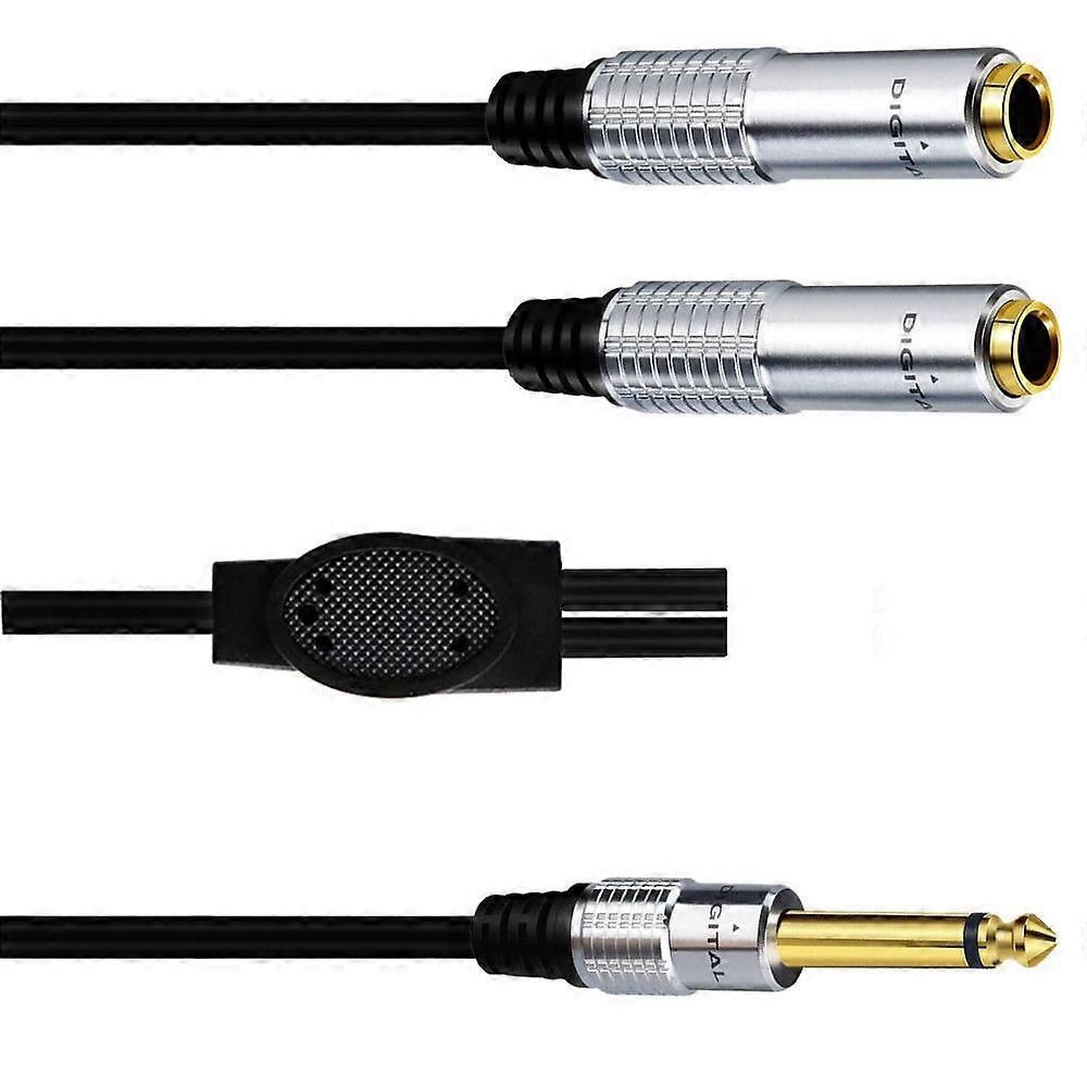 1 to 2 6.35mm mono male to 2 6.35mm female audio speaker Y-type ...