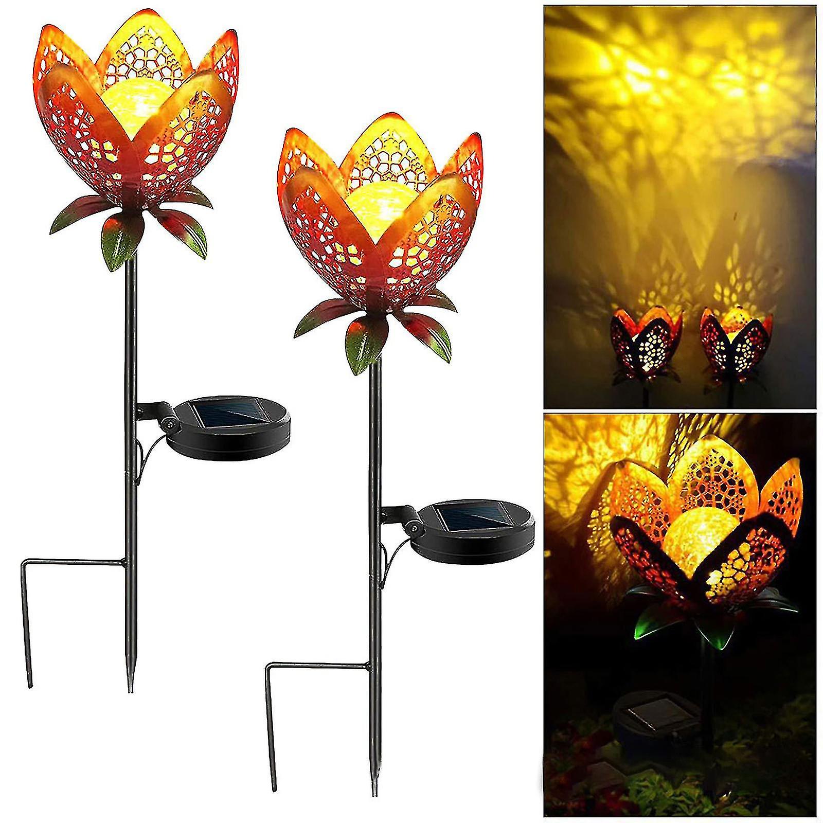 Solar Flower Wrought Iron Hollow Flower Lamp Lawn-lamp Led Lamp Garden ...