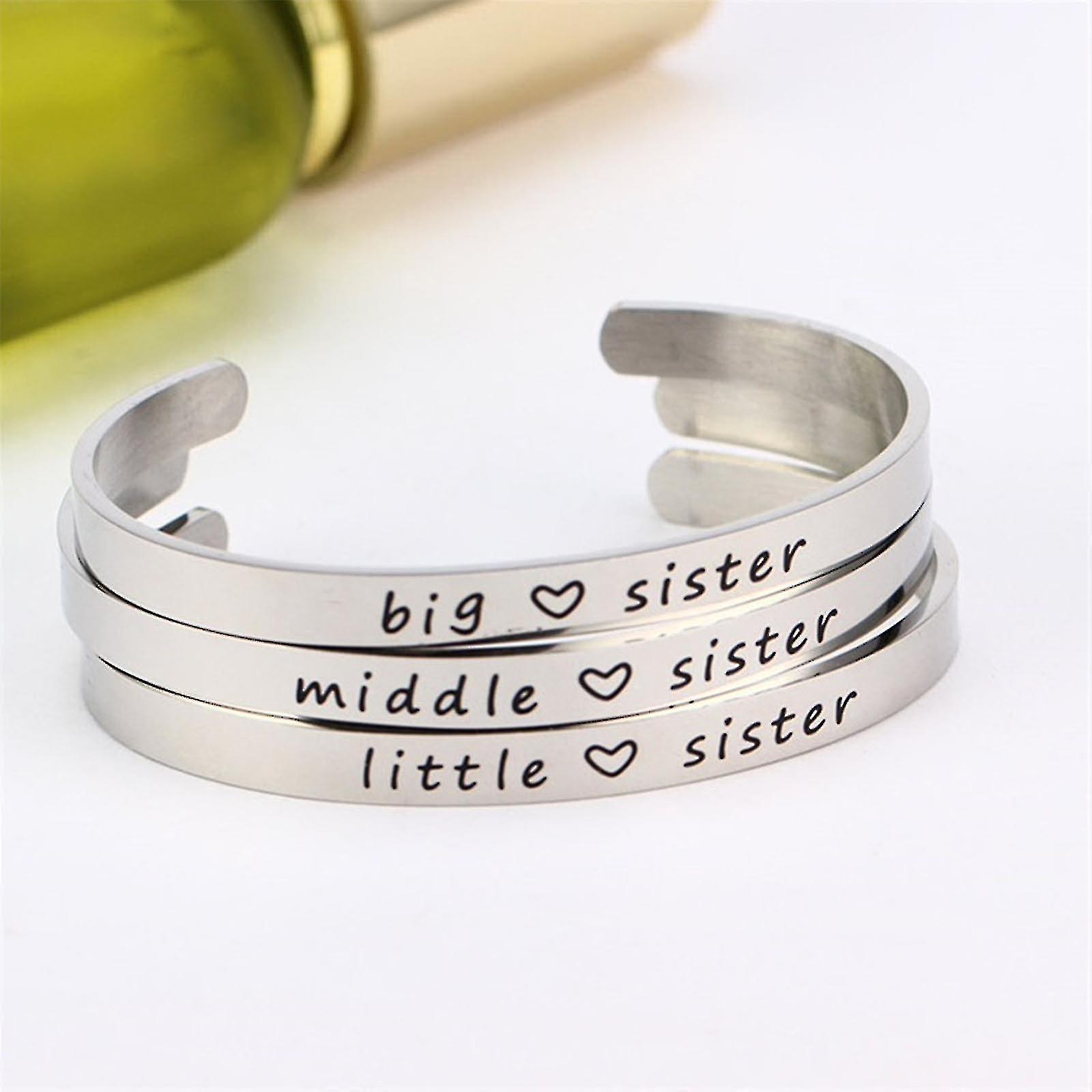 3 Sisters Bracelet Set Big Sister Middle Sister Little Sister Cuff ...