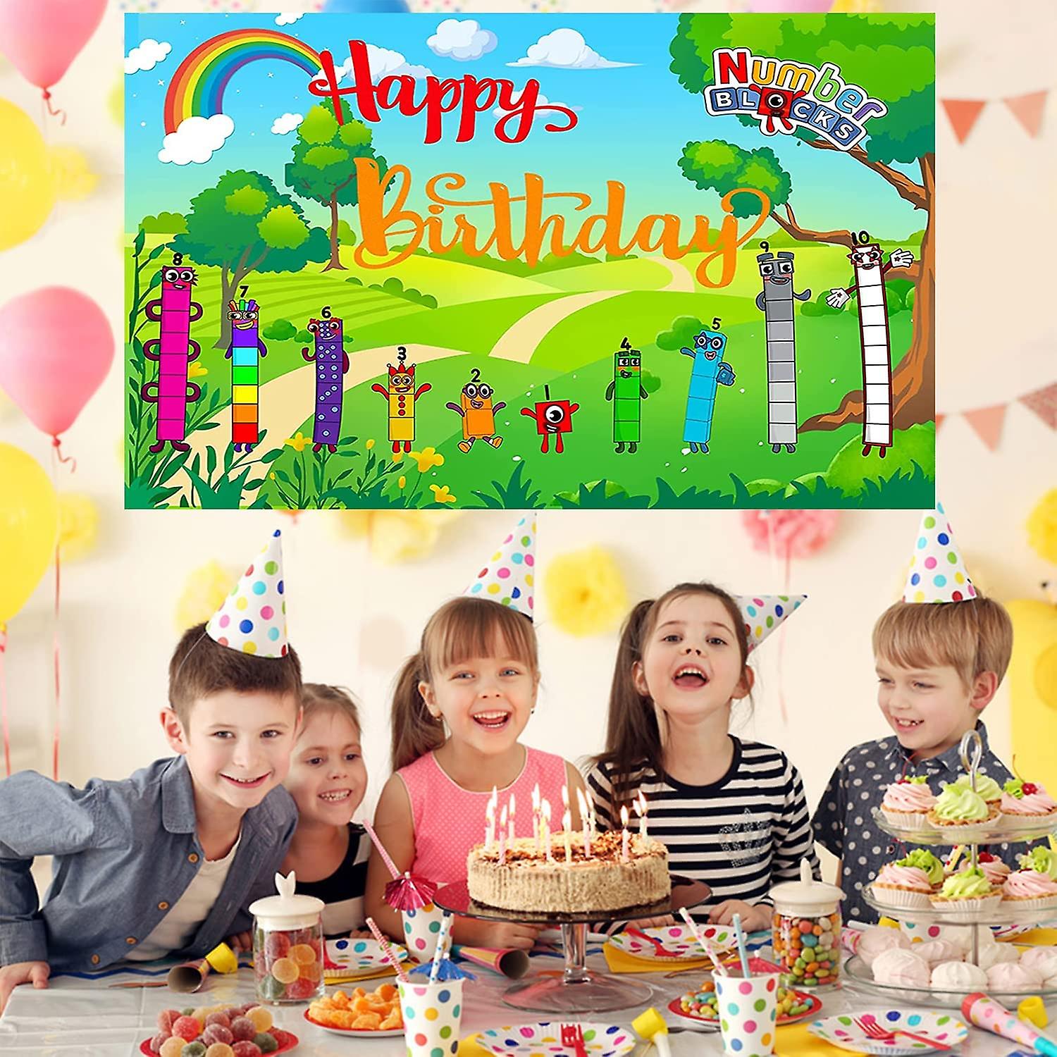 Ubiuo Number-blocks Birthday Party Supplies,5x3ft Number-blocks Cartoon ...