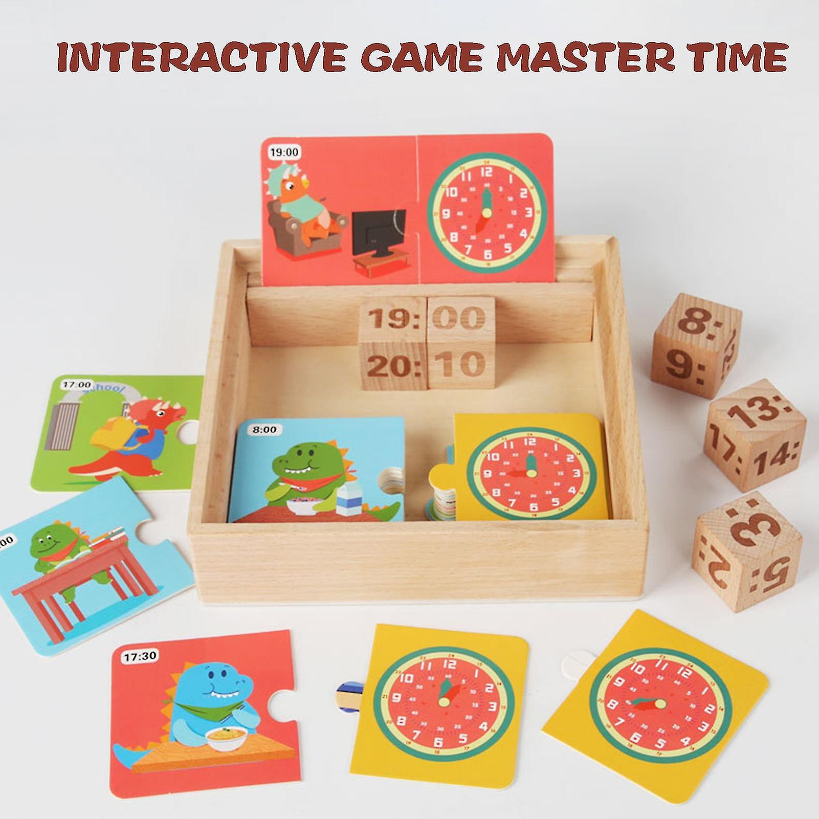 Teaching Time Number Blocks Clock Toy Cartoon Pattern Funny Clock Toy ...