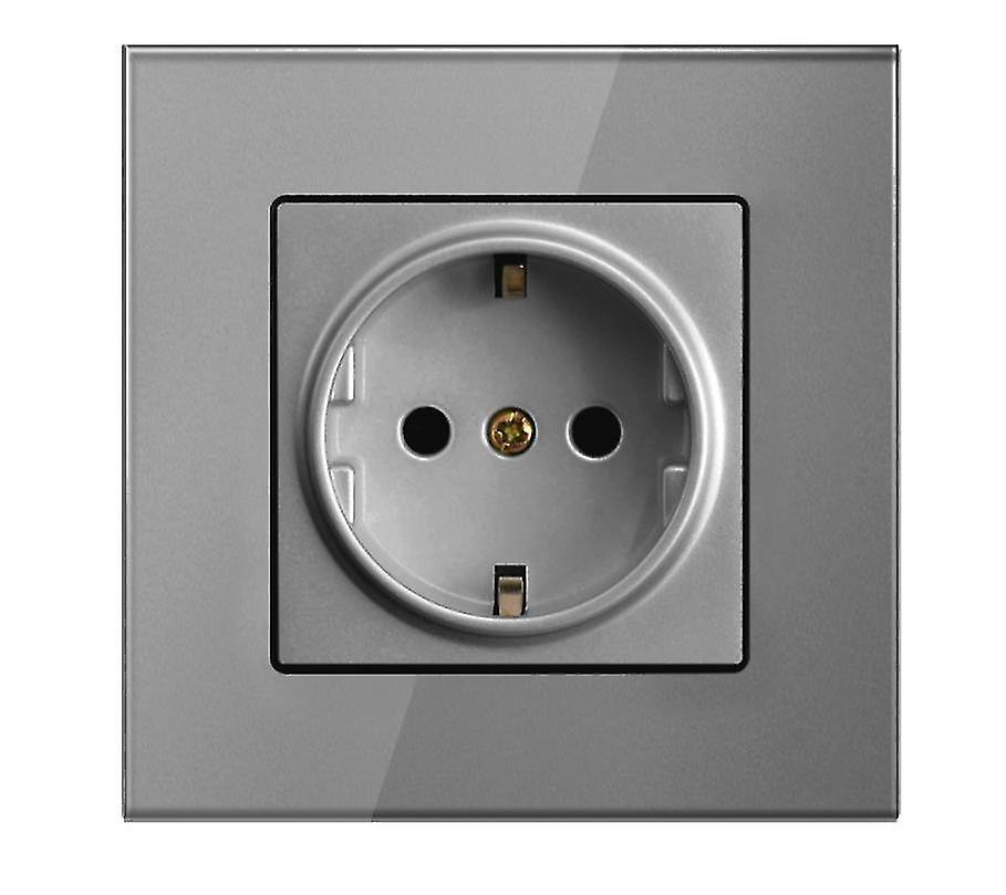 White Power Socket 16a Eu St ard Electrical Outlet Crystal Glass Panel ...