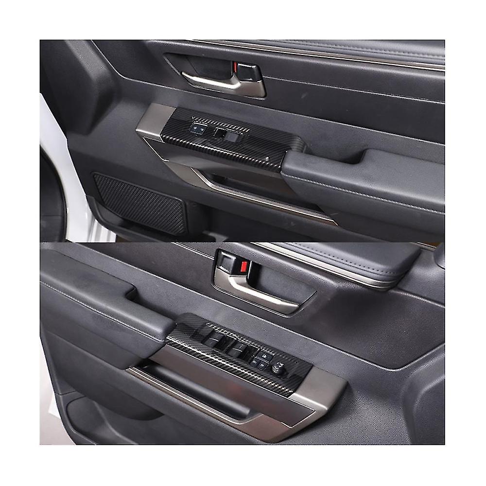 Car Carbon Fiber Glass Lift Button Switch Cover Door Armrest Panel For ...