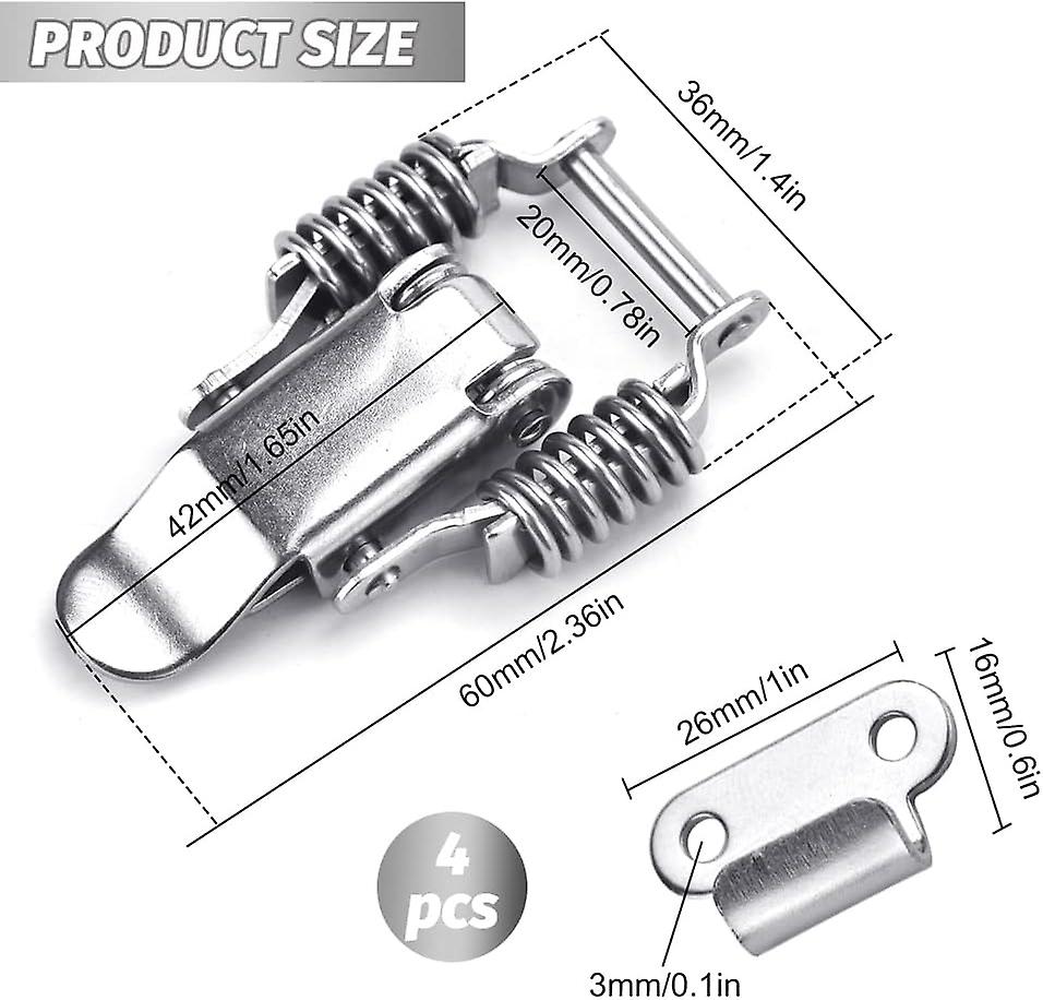 4 Pcs Stainless Steel Spring Lever Latch Tension Latch Toggle Tension ...