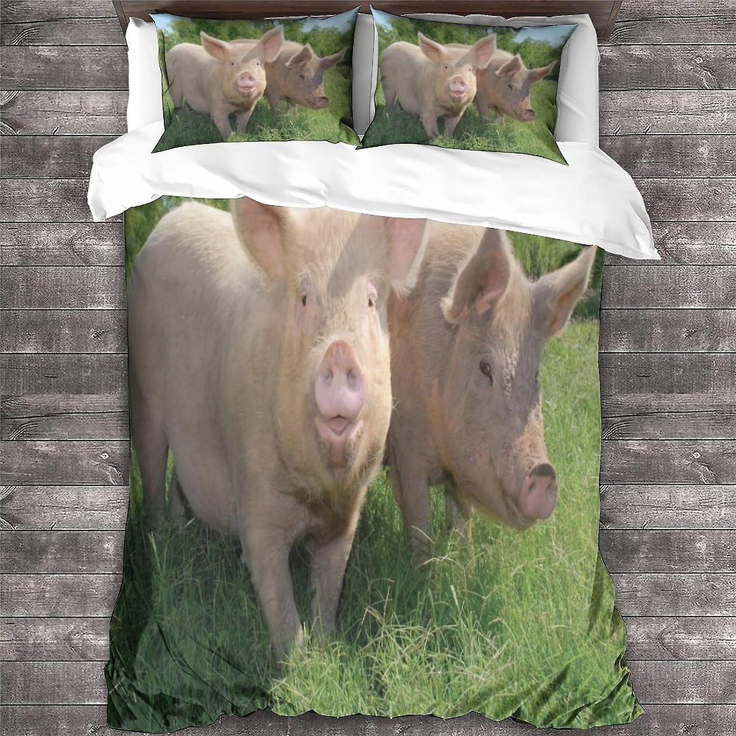 Pig Swine Duvet Cover Set, 3D Cute Animals Quilt Cover Bedding Set with ...