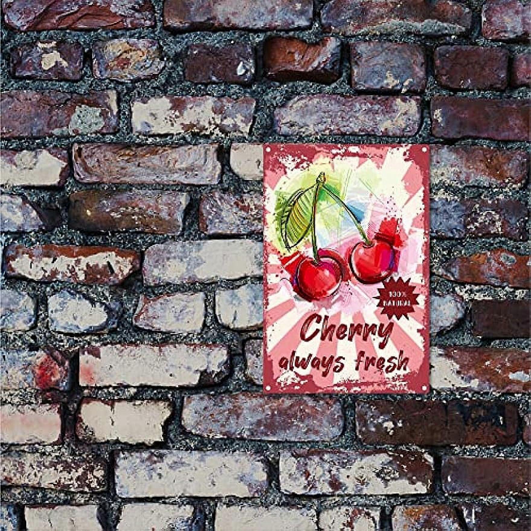 1pc Cherry Metal Sign Tin Plate Natural Always Fresh Fruit Signs Red ...