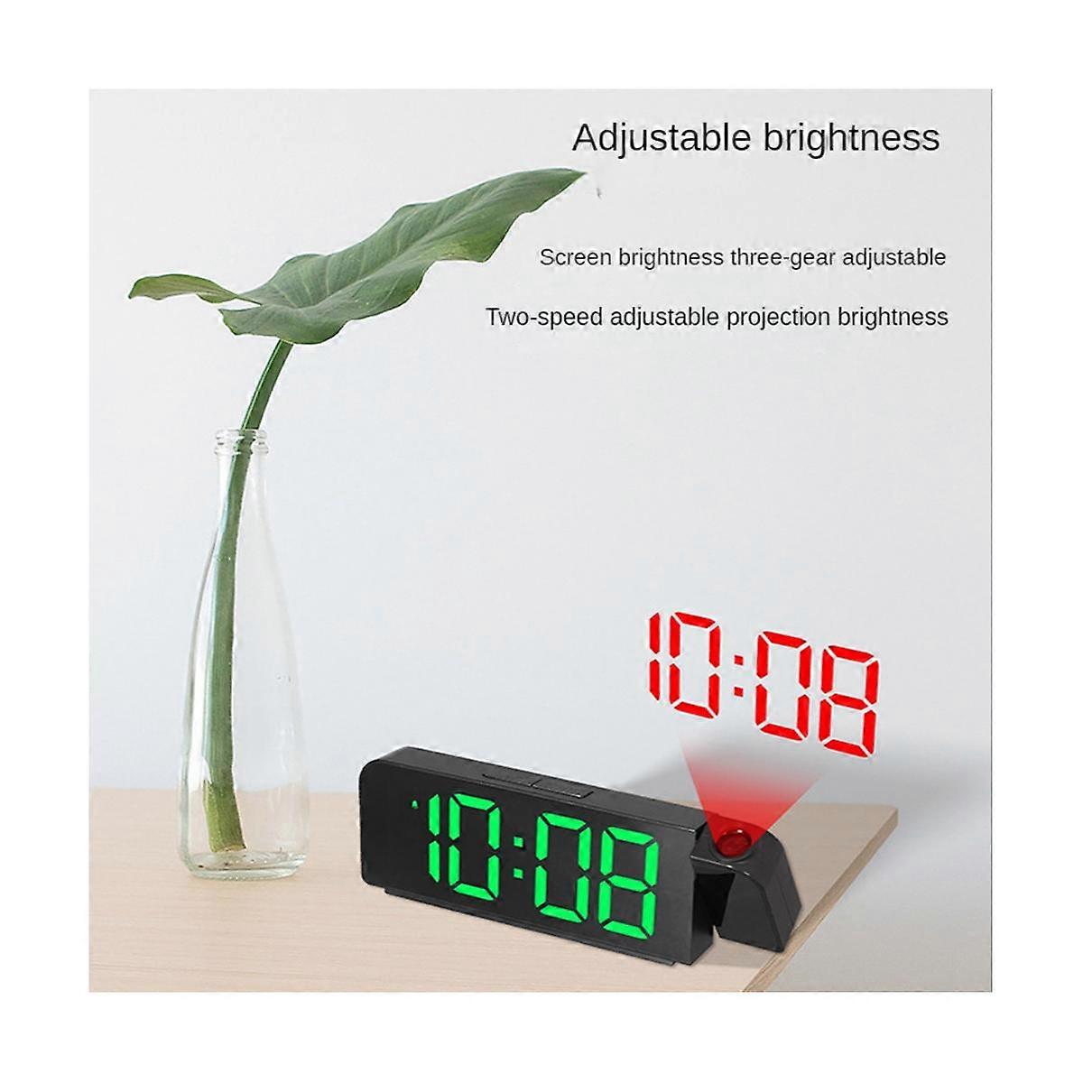 180 Rotation Projection Alarm Clock 12/24H LED Digital Clock USB Charge ...