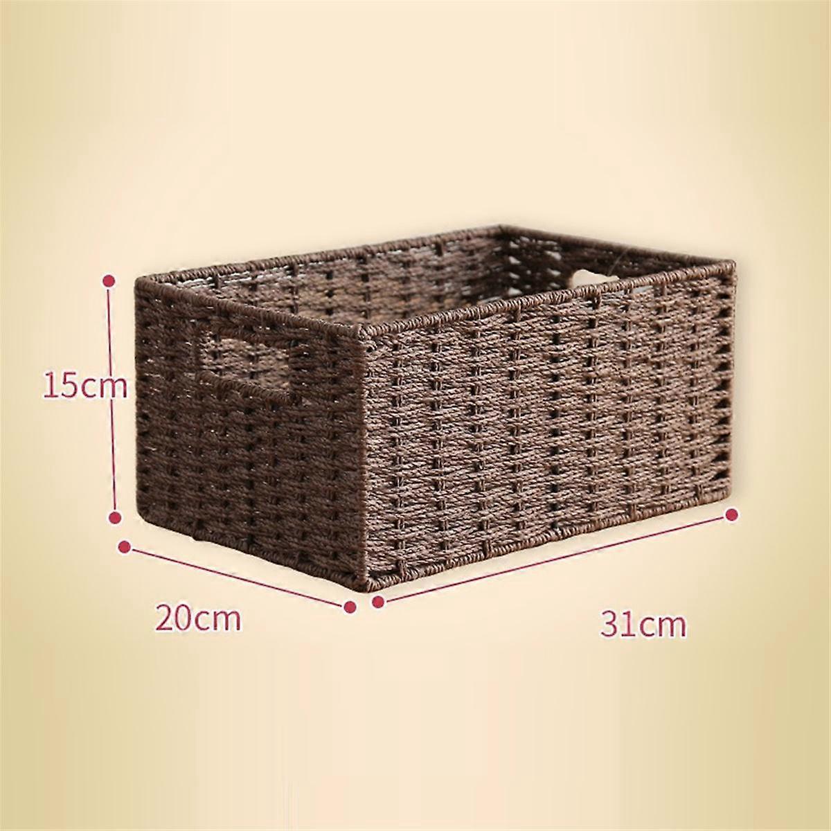 Woven Storage Basket Basket with Built-in Handle Paper Rope Basket ...