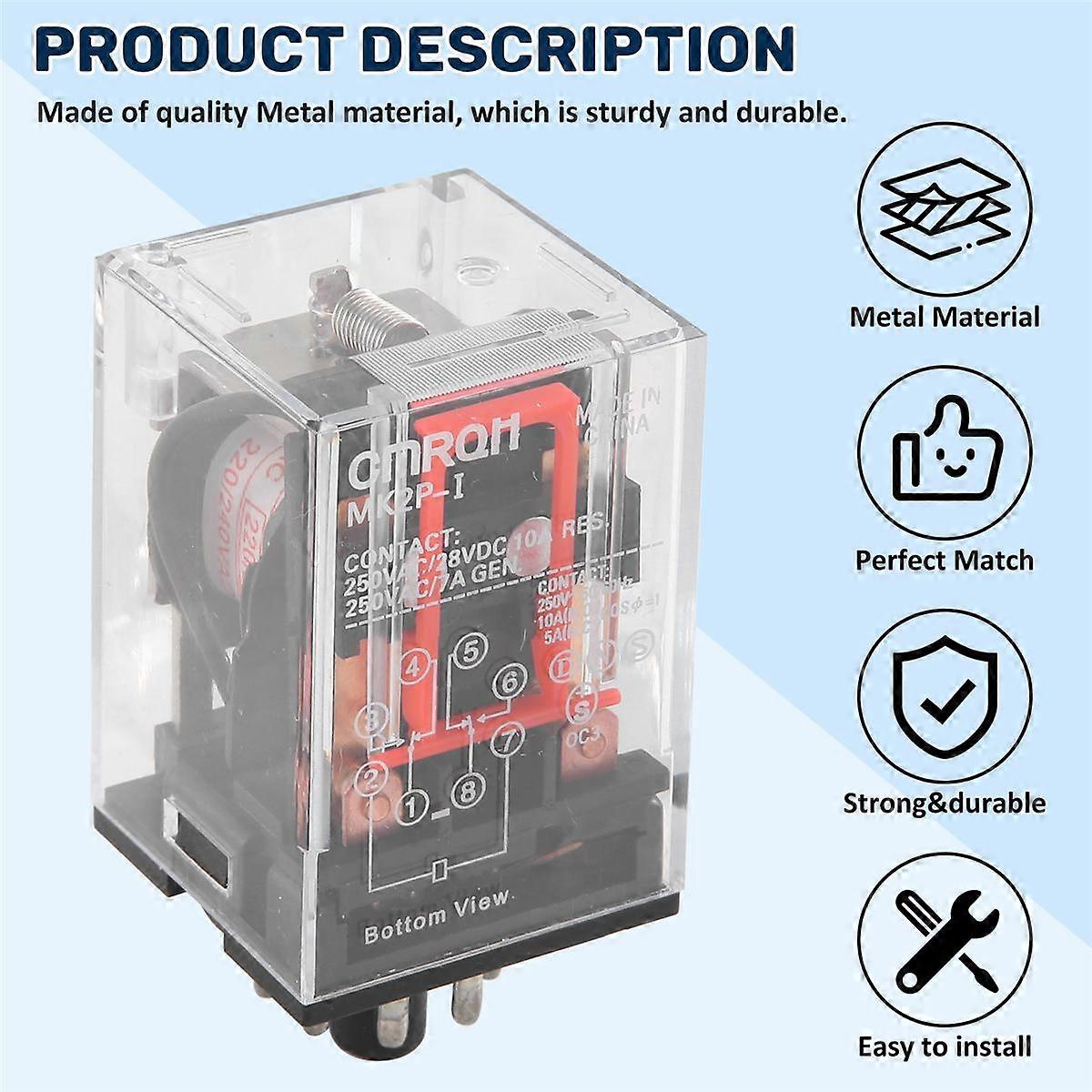 AC 220V/230V Coil Voltage PCB Power Relay 8 Pins DPDT 2NO 2NC MK2P-1 ...