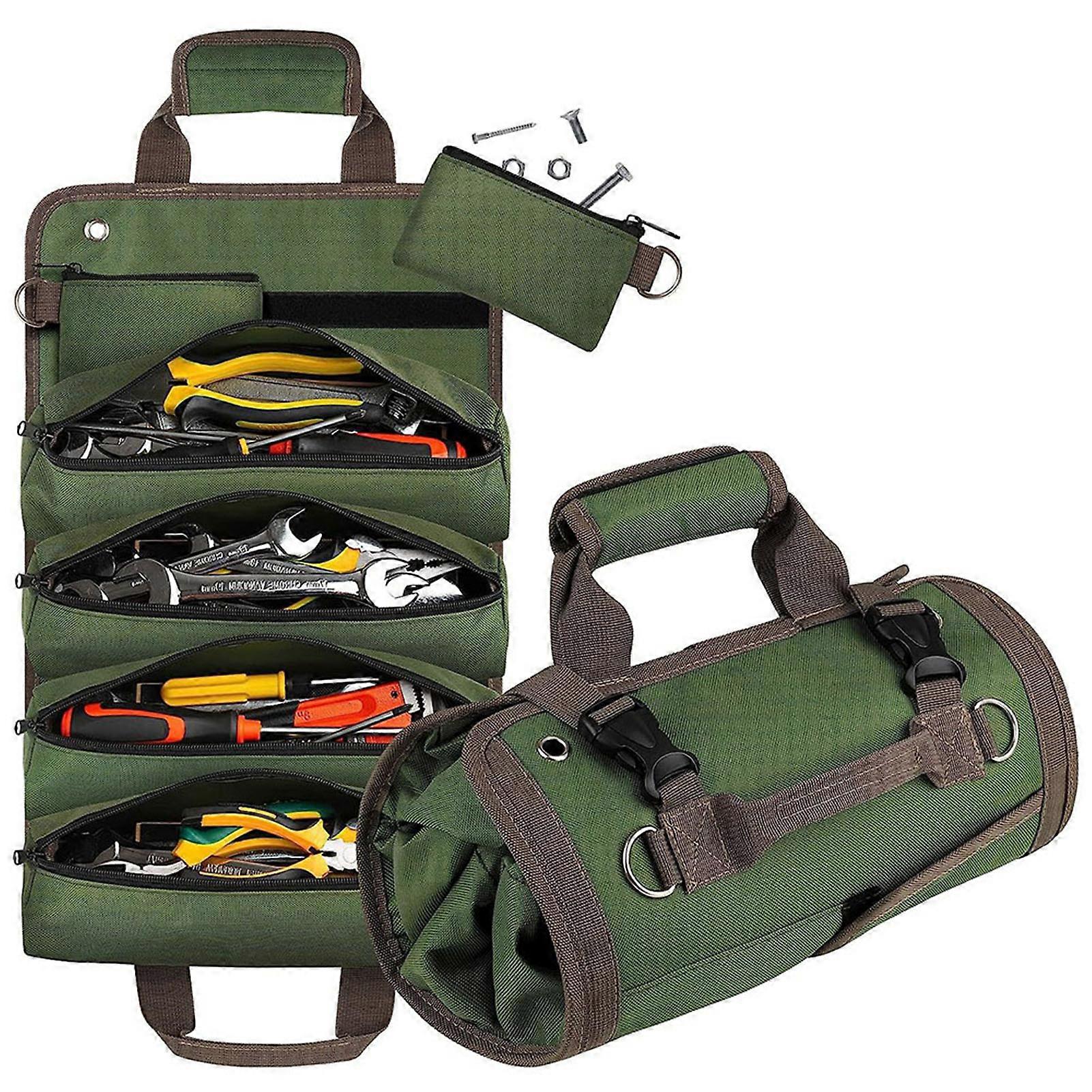 Tool Roll Organizer with Handles Zipper & Buckle Carrier Tote Roll Up ...