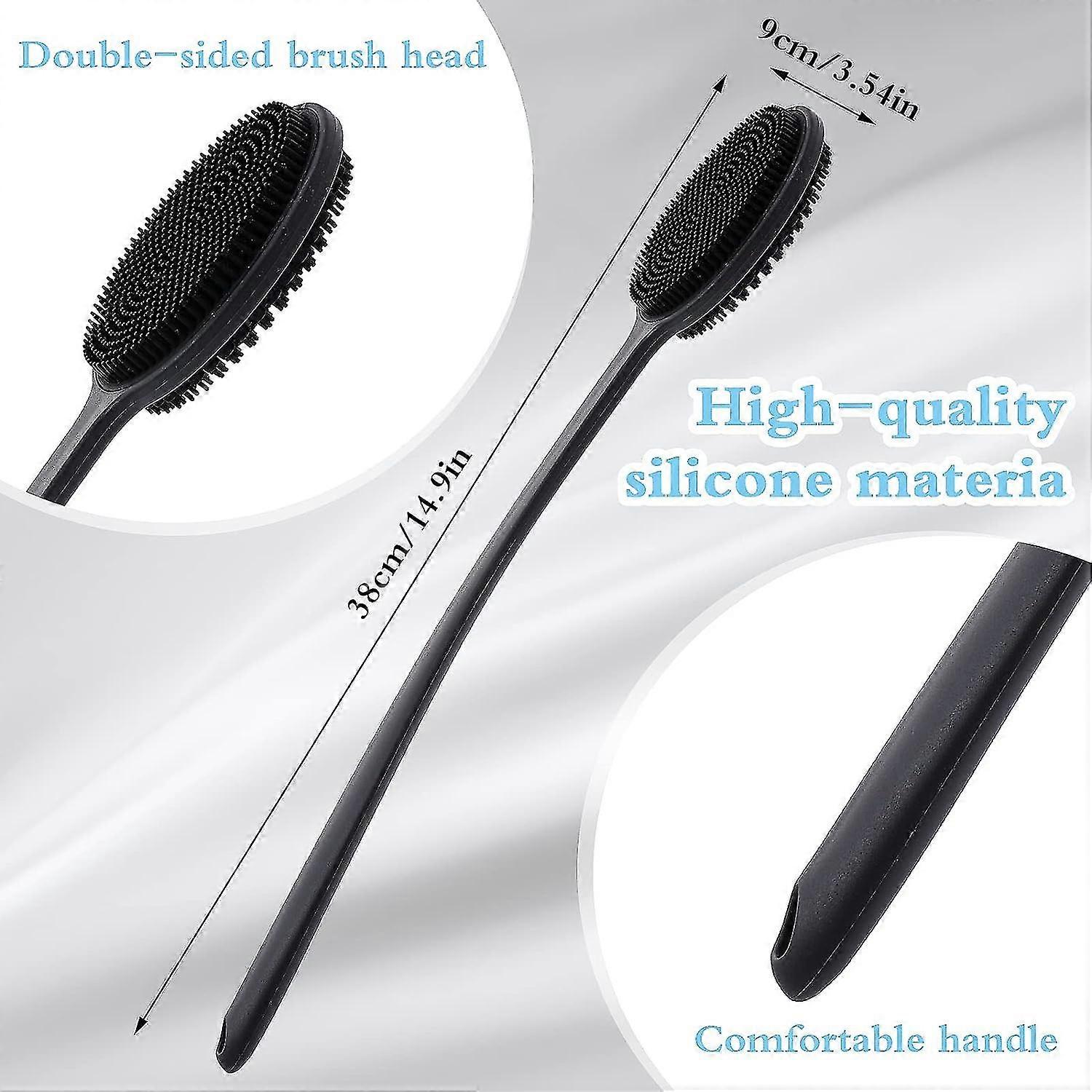 Back Scrubber Silicone Body Scrubber Long Handle Bath Shower Back Brush ...